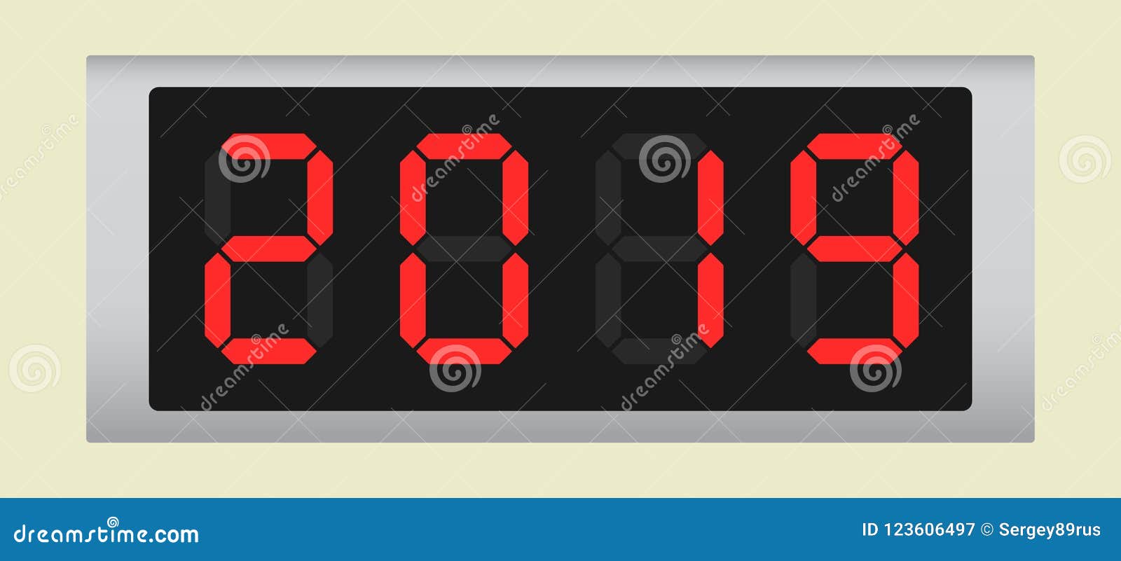 Electronic Scoreboard with the Number 2019. Stock Vector - Illustration ...