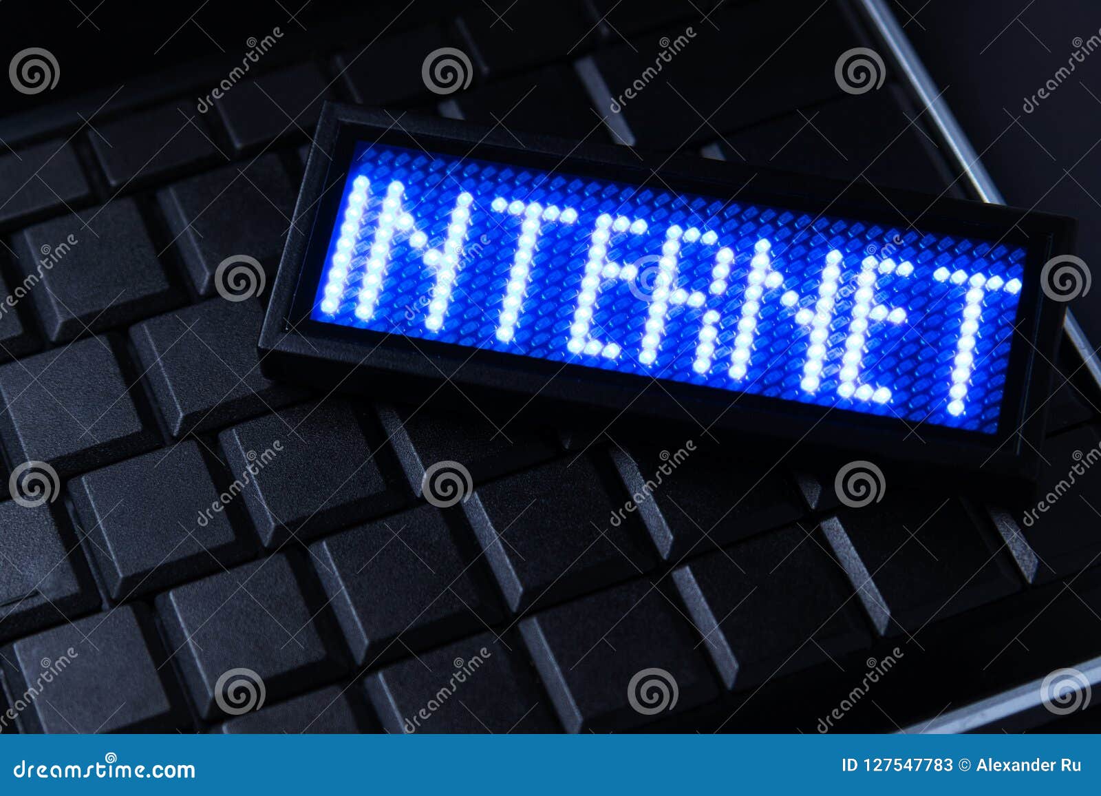 Electronic Screen with an Internet Sign on the Keyboard. Empty Keys ...