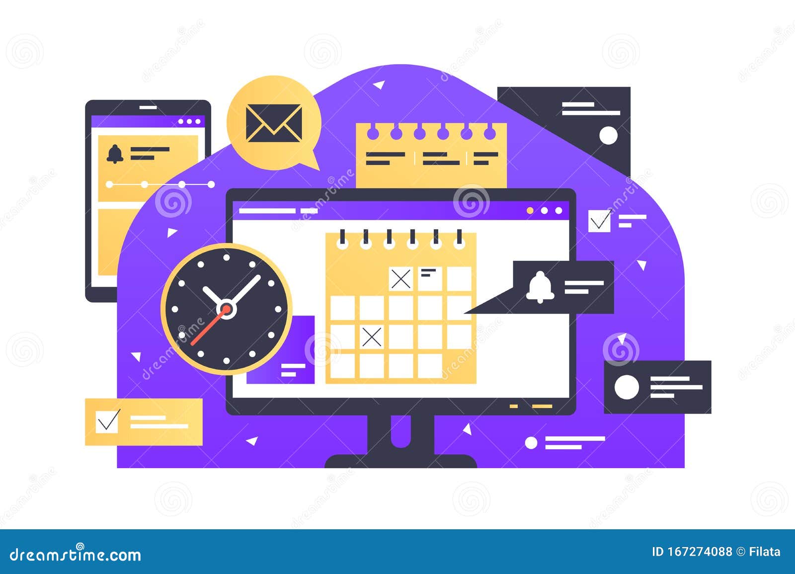 Electronic Screen with Schedule and Planning Information Stock Vector ...