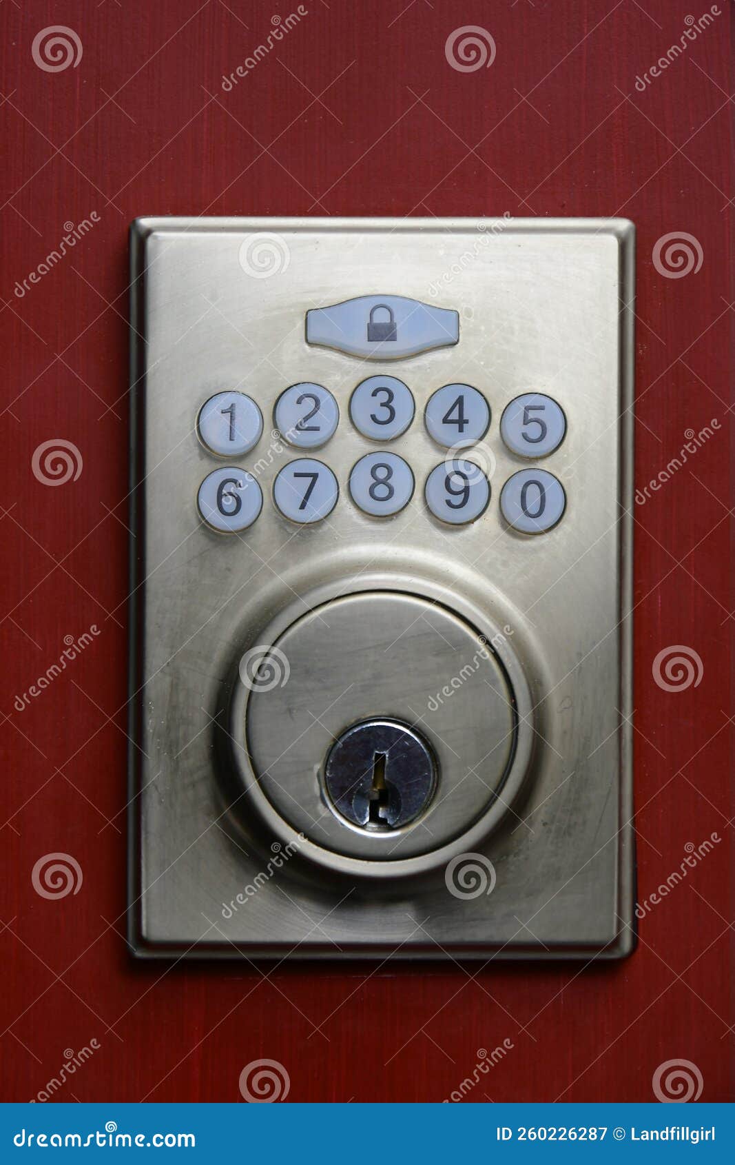 Electronic Security Door Keypad and Red Door Stock Image - Image of ...