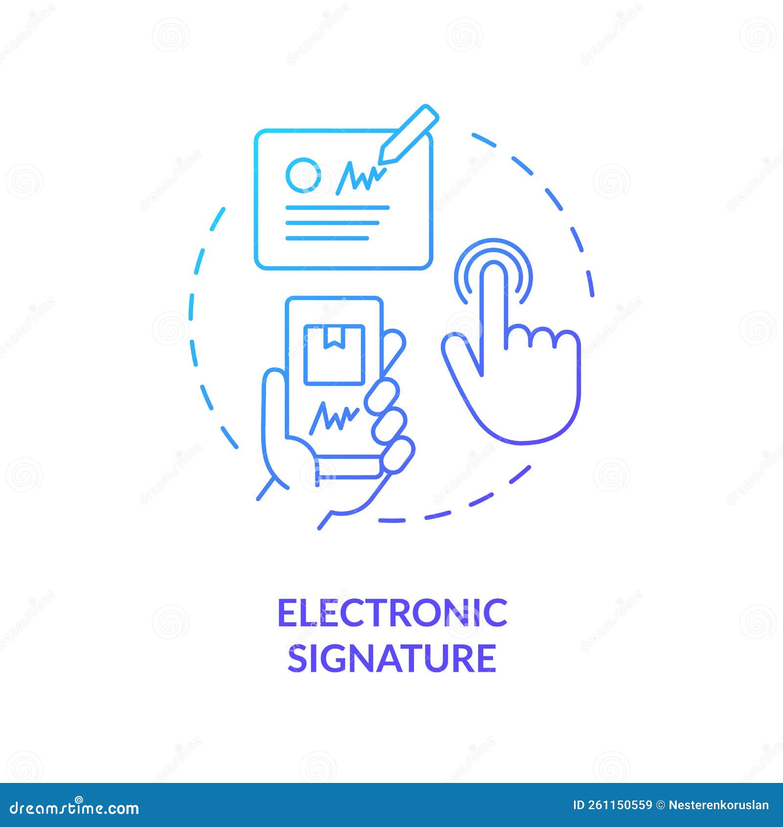 Electronic Signature Blue Gradient Concept Icon Stock Vector ...