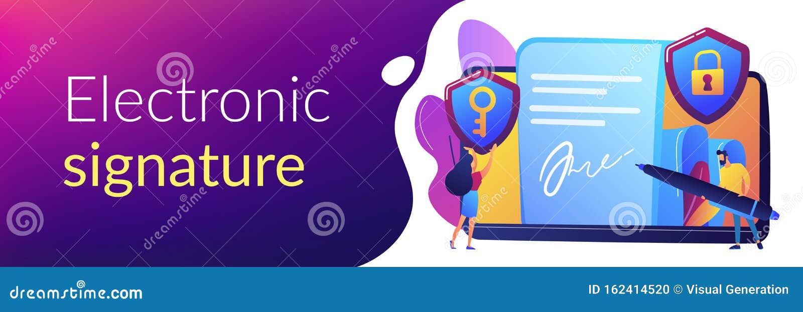 Electronic Signature Concept Banner Header. Stock Vector - Illustration ...