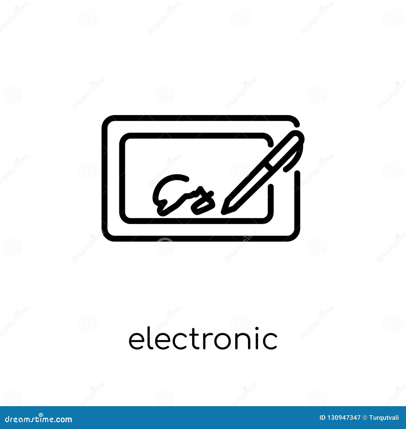 Electronic Signature Icon. Trendy Modern Flat Linear Vector Electronic ...