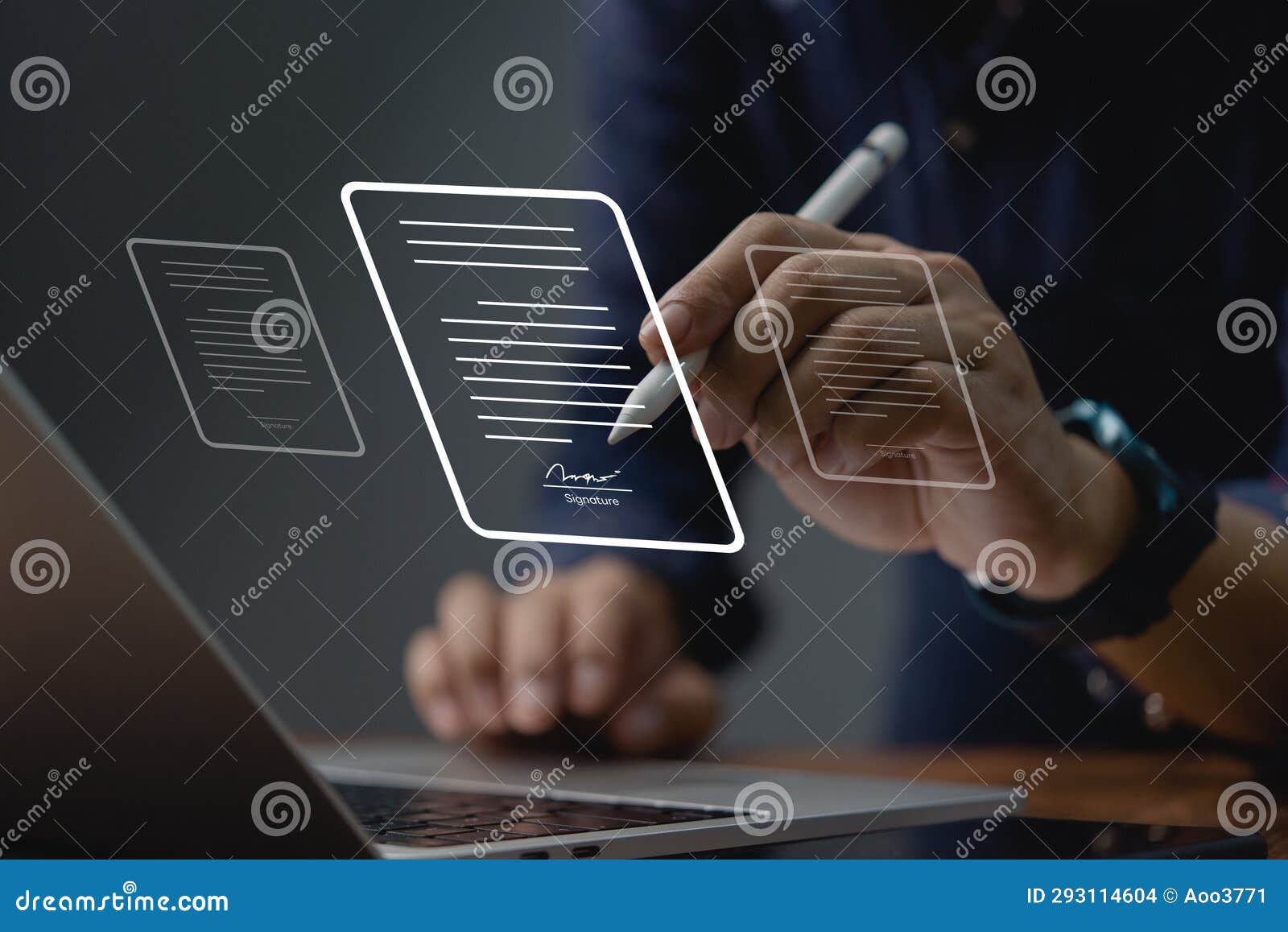 Electronic Signing Digital Contract on Virtual Document. Technology ...