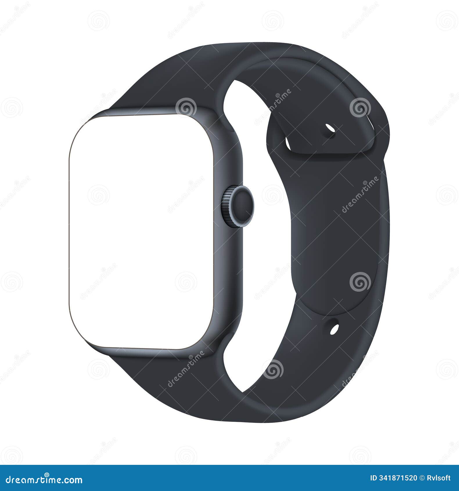 Electronic Smart Watch with Blank Screen on Transparent Background ...