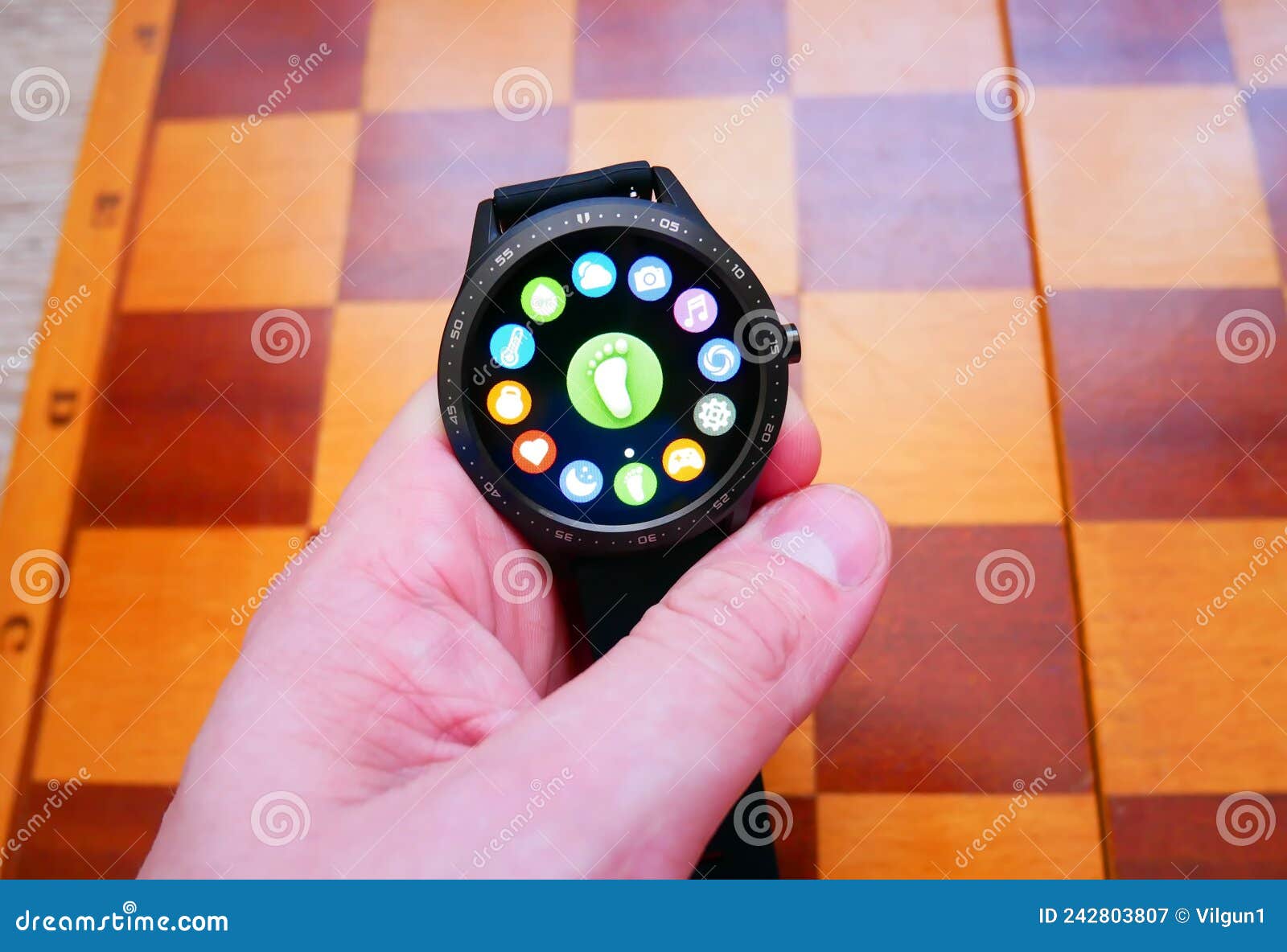 Electronic Smart Watch Details and Close-up. Using a Smartwatch. Stock ...