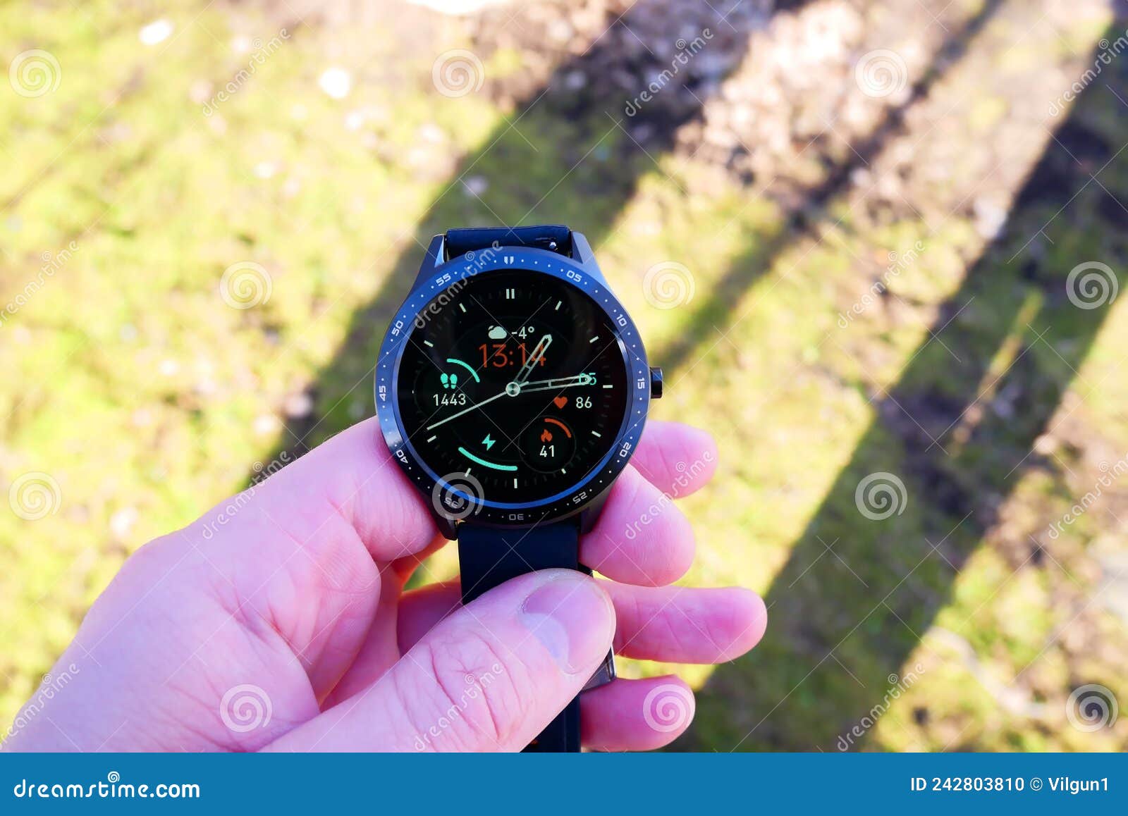 Electronic Smart Watch Details and Close-up. Using a Smartwatch. Stock ...