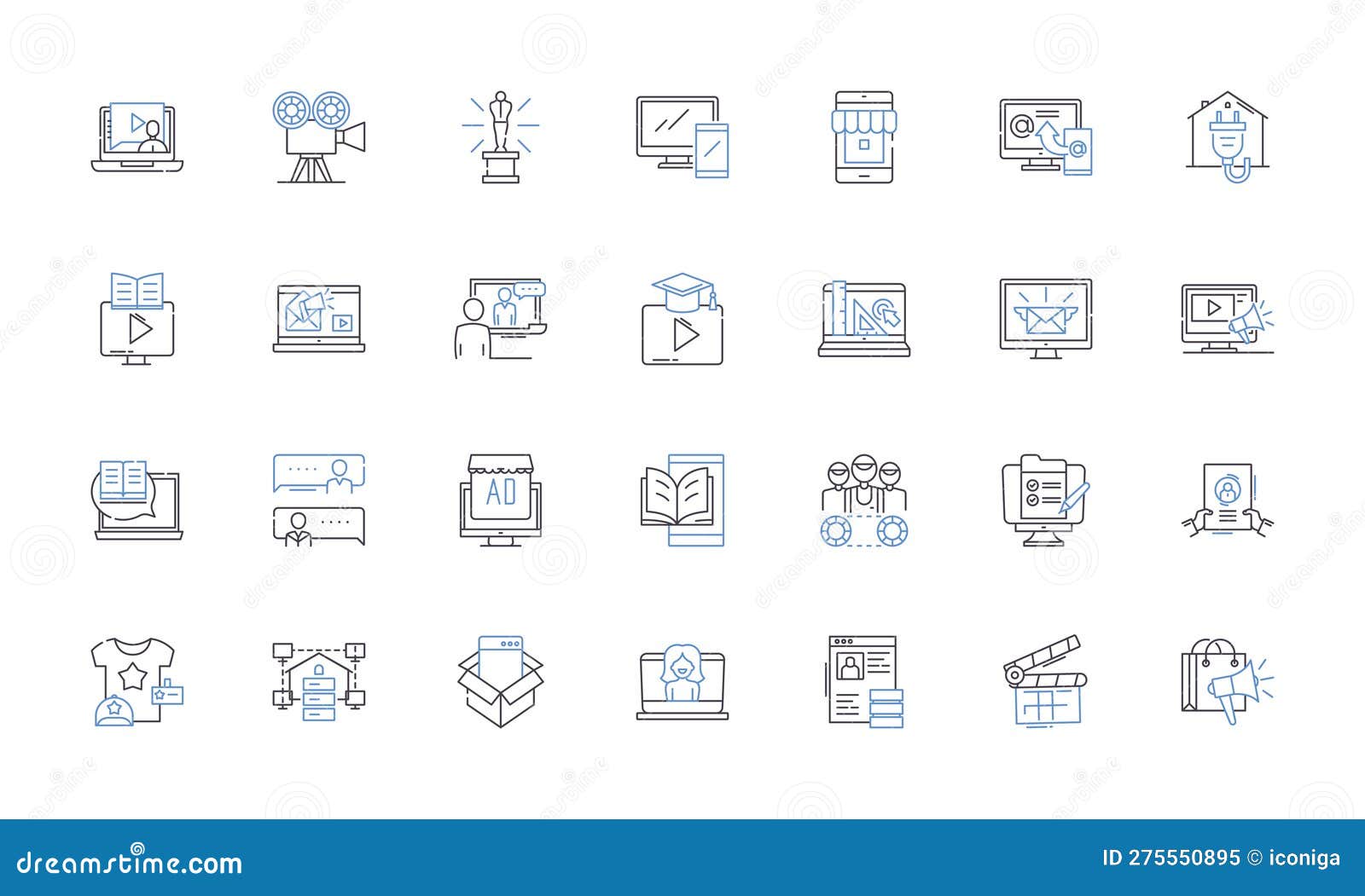 Electronic Software Line Icons Collection Algorithm Application Automation Backend Binary