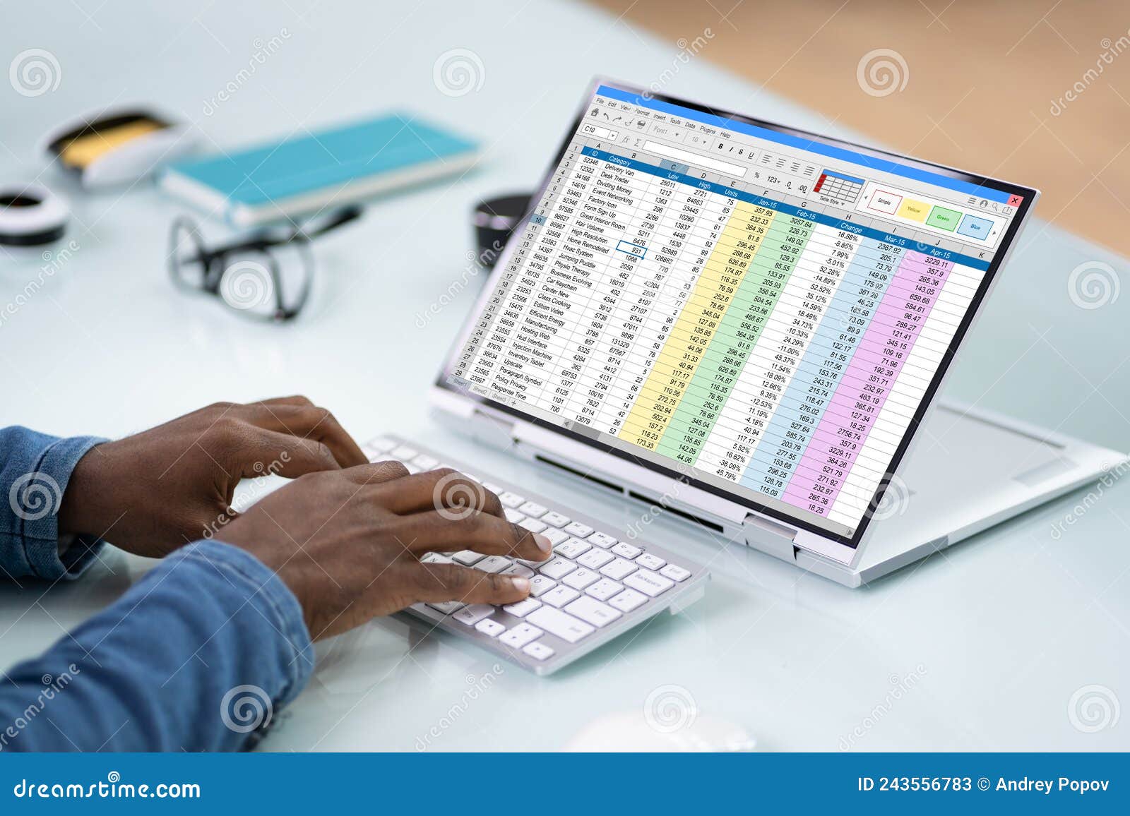 Electronic Spreadsheet Analyst or Auditor Using Software Stock Image ...