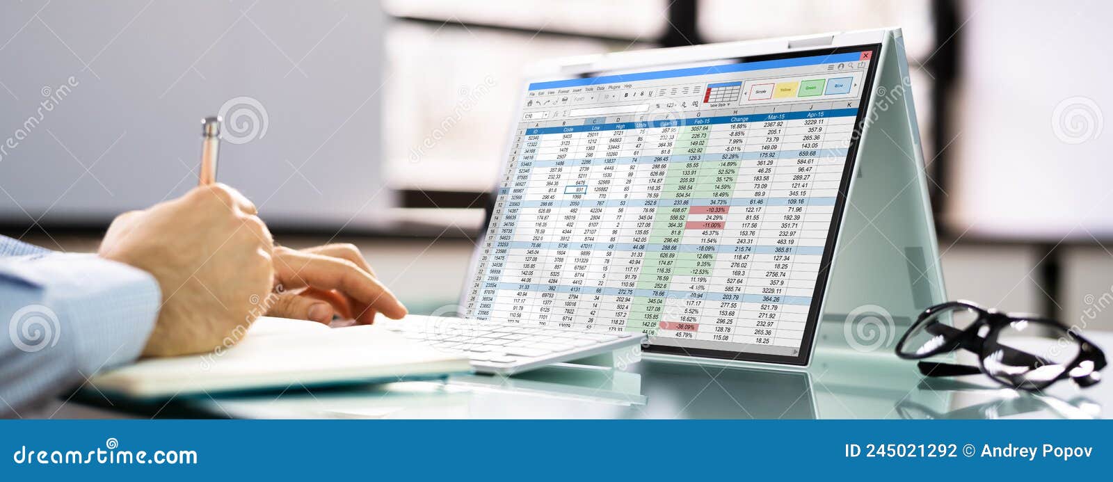 Electronic Spreadsheet Analyst or Auditor Using Software Stock Photo ...