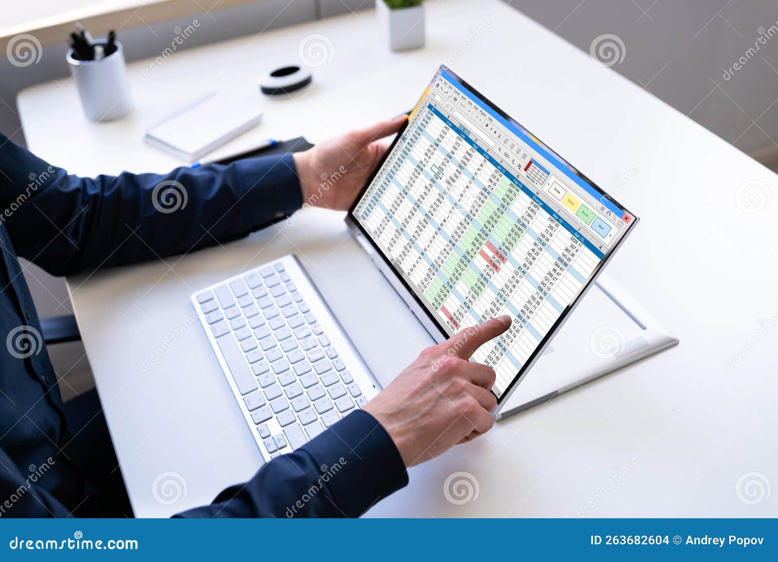 Electronic Spreadsheet Analyst or Auditor Using Software Stock Photo ...