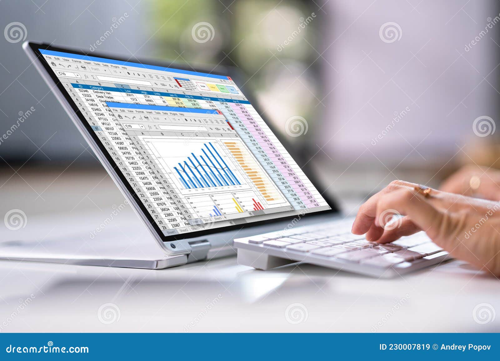 Electronic Spreadsheet Analyst or Auditor Using Software Stock Image ...