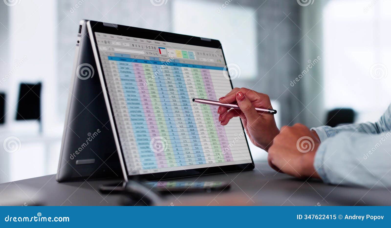 Electronic Spreadsheet Analyst or Auditor Using Software Stock Image ...