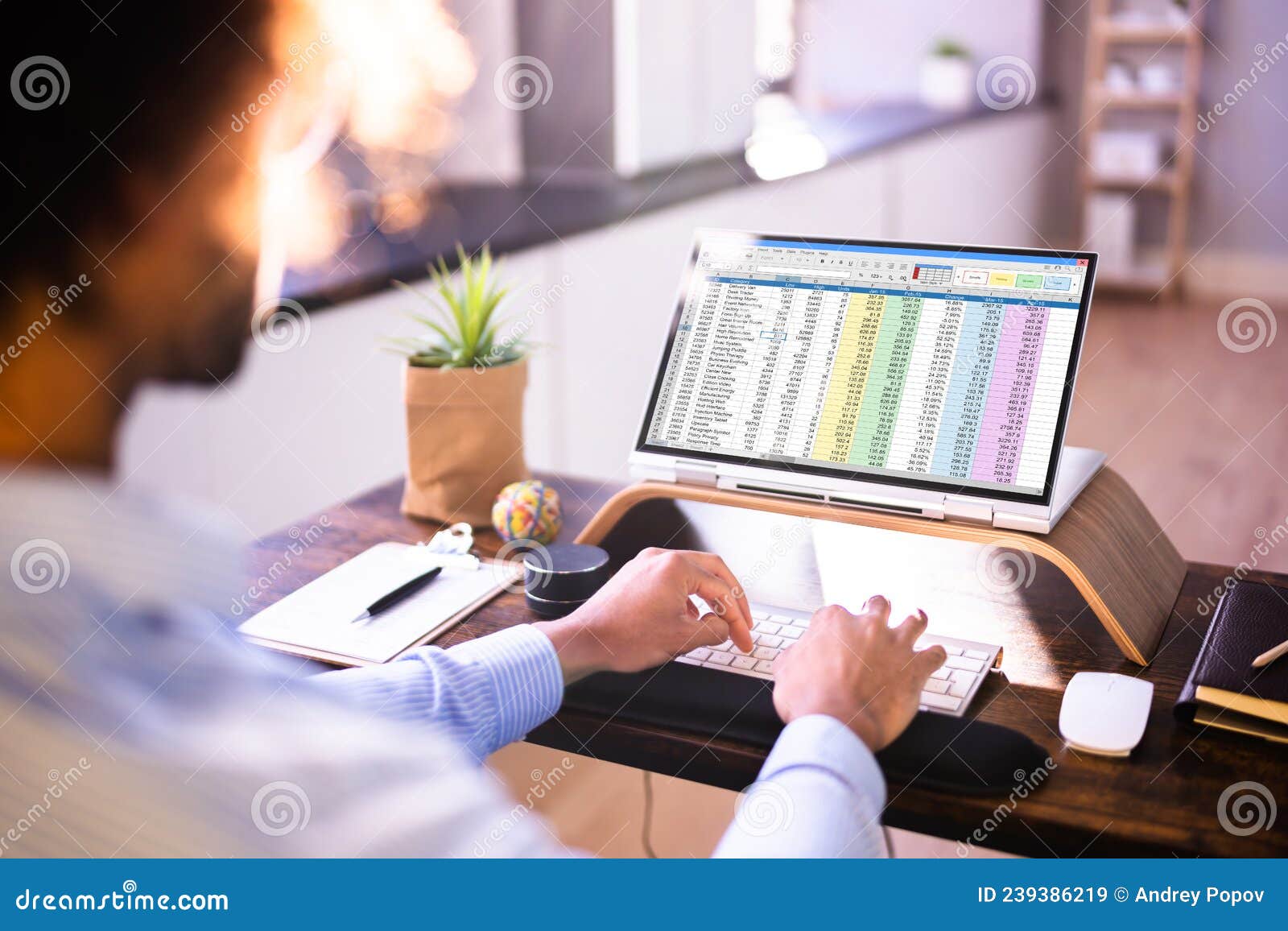 Electronic Spreadsheet Analyst or Auditor Using Software Stock Image ...