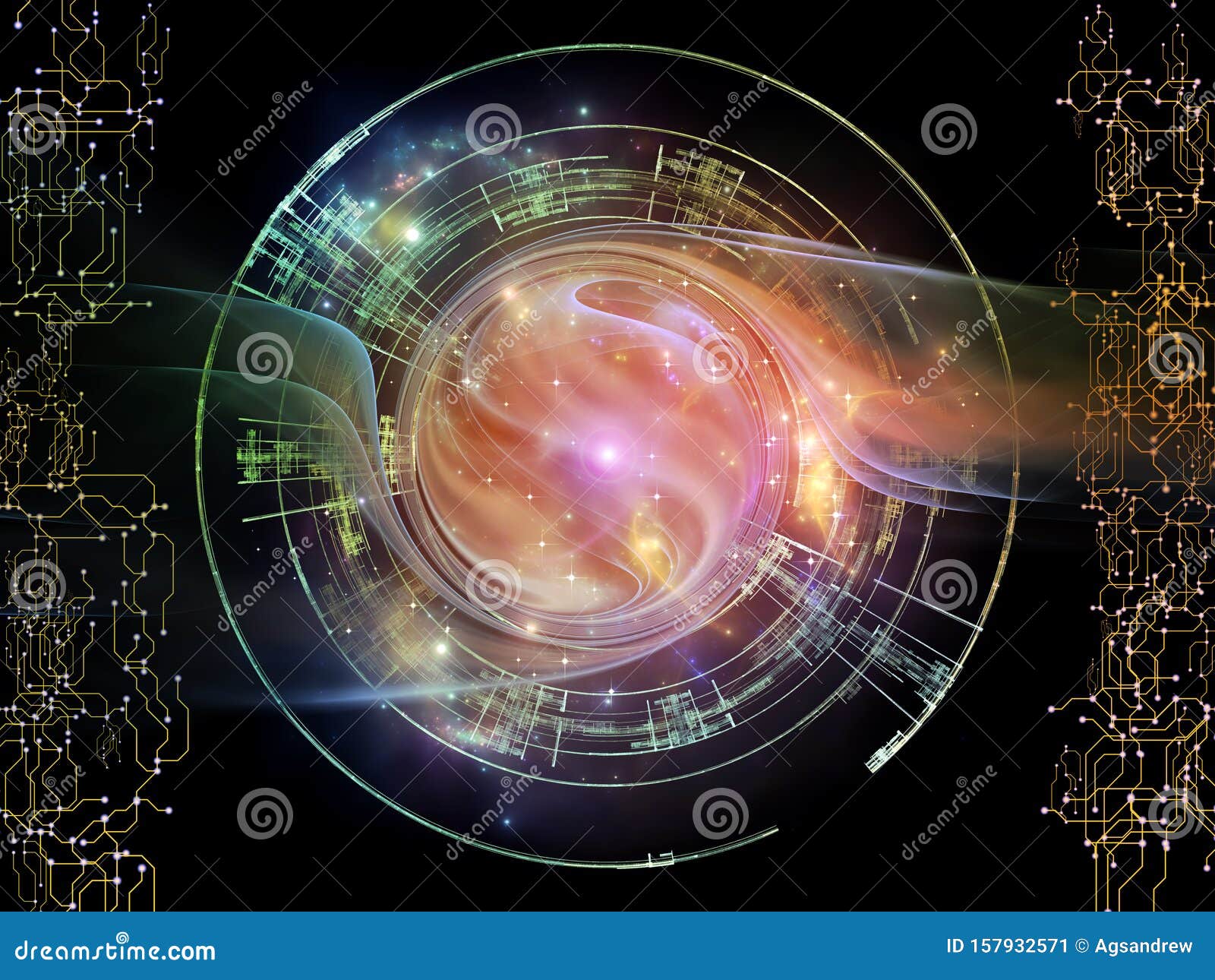 Electronic Storm stock illustration. Illustration of science - 157932571