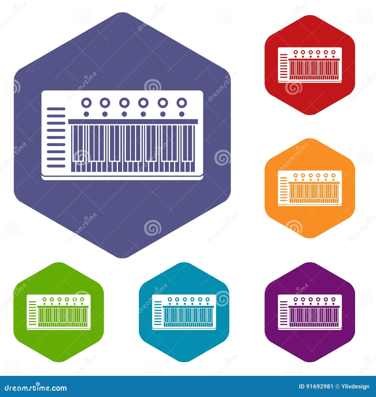 Electronic Synth Icons Set Hexagon Stock Vector - Illustration of ...