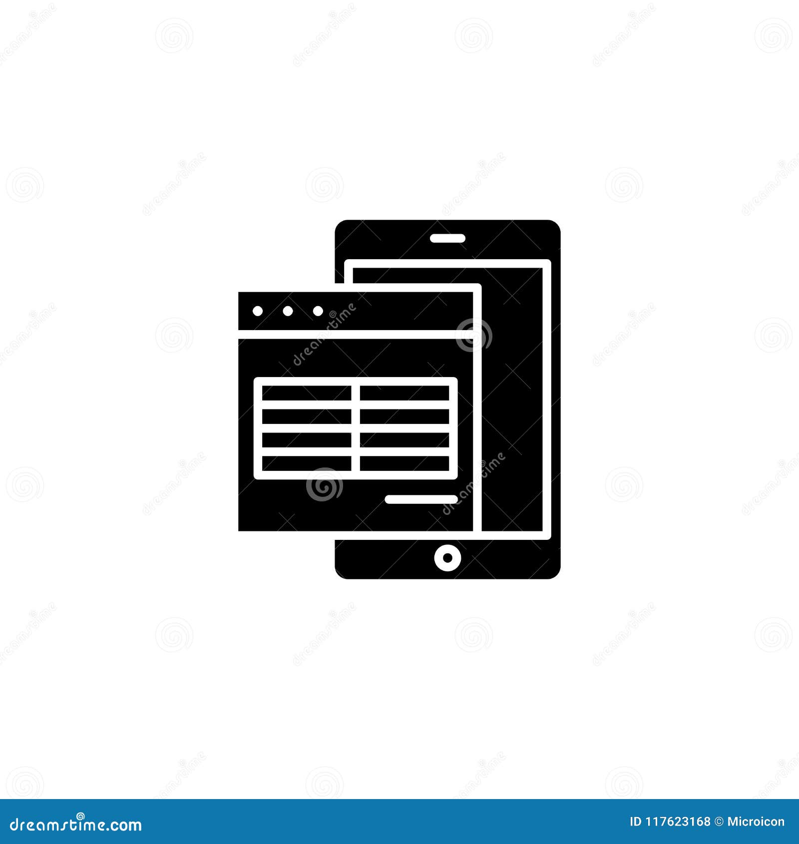 Electronic Table Black Icon Concept. Electronic Table Flat Vector ...