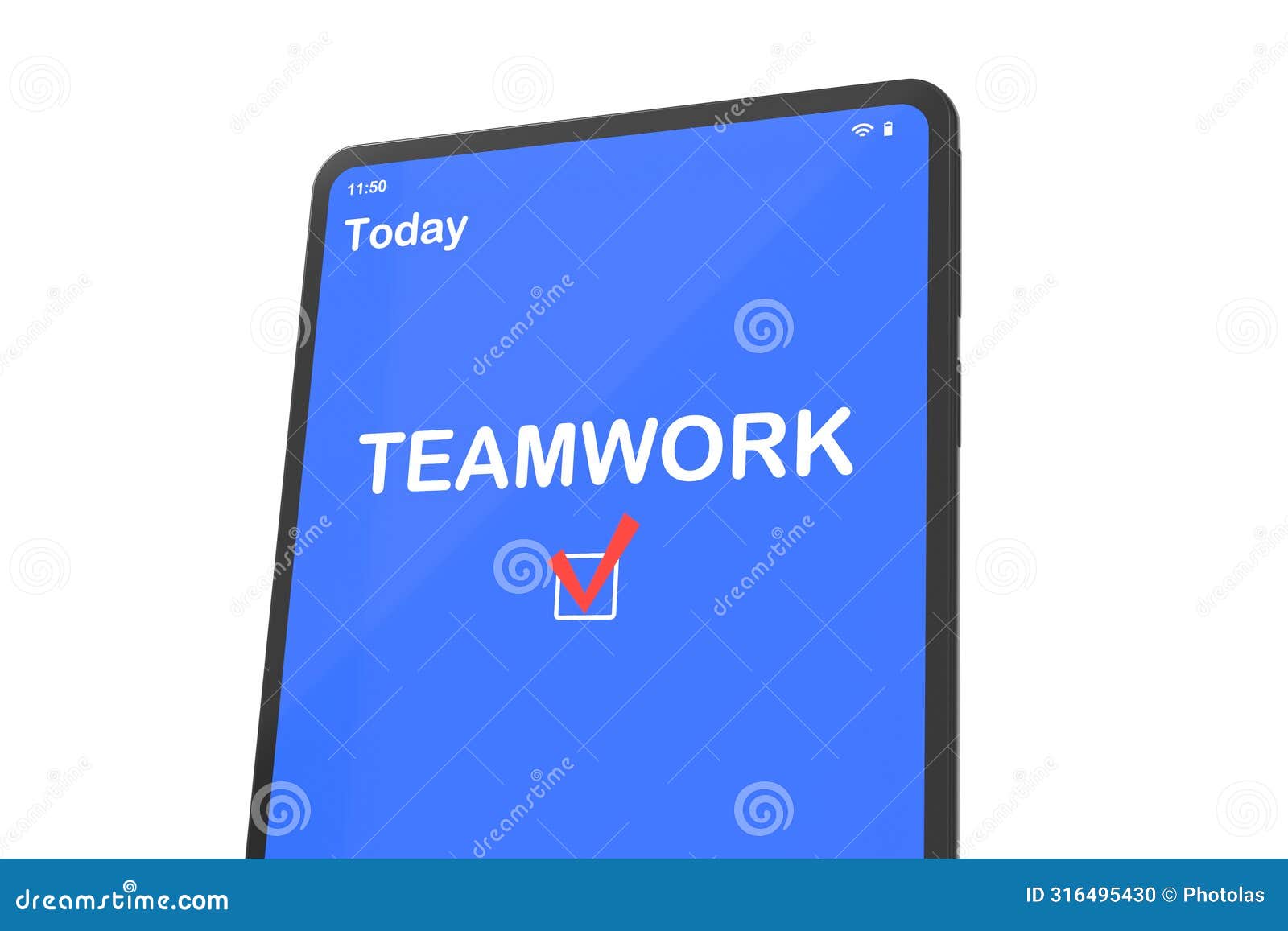 Electronic Tablet with Calendar App and Text TEAMWORK. Scheduling ...