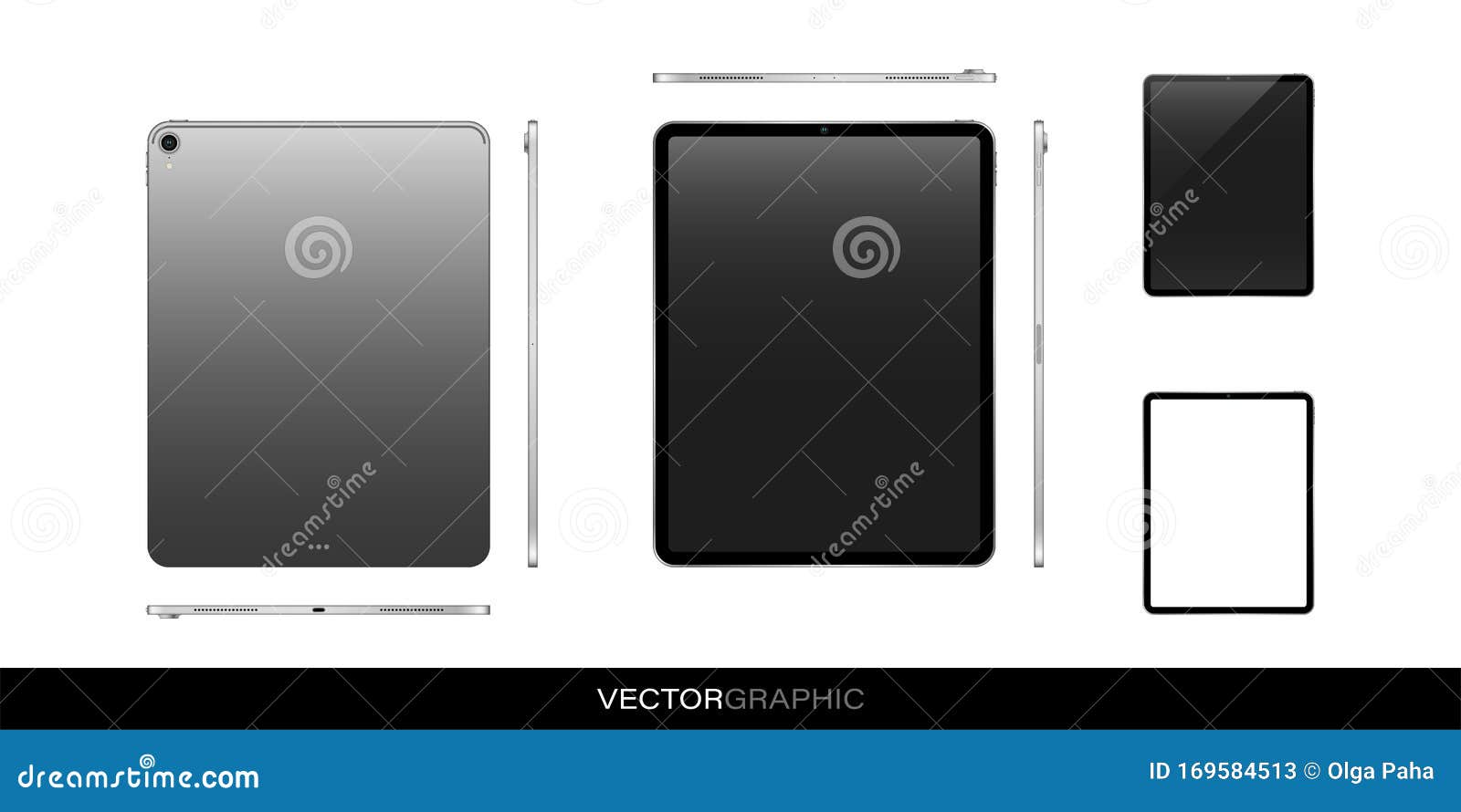 Electronic Tablet Template Front Back Side Stock Vector - Illustration ...