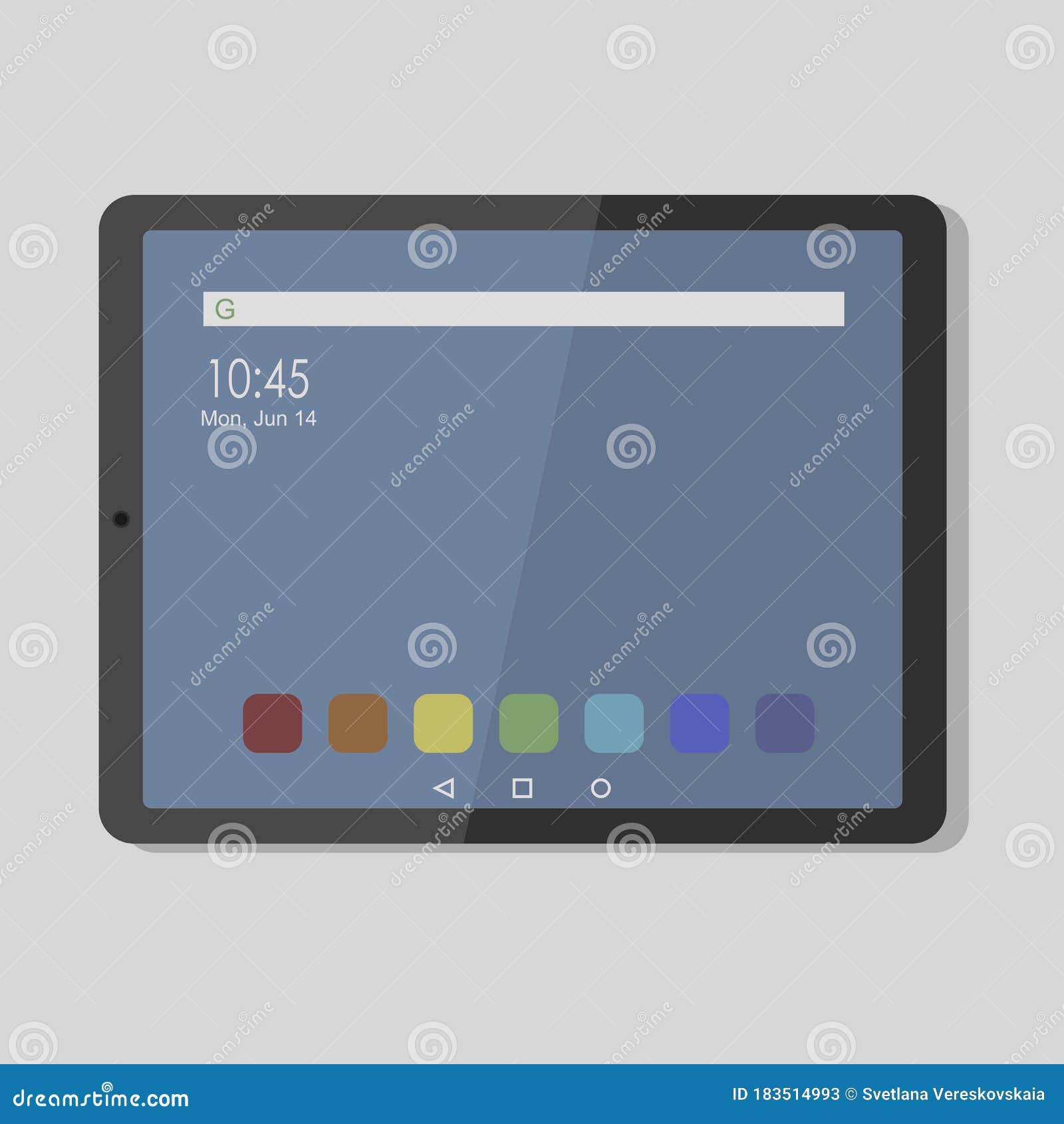 Electronic Tablet with Touch Screen. Cartoon Flat Vector Illustration ...