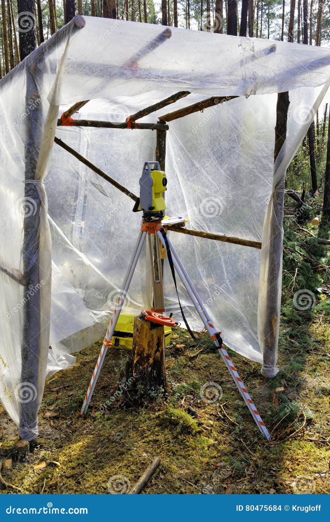 Electronic Tacheometer Under the Canopy Stock Photo - Image of ...