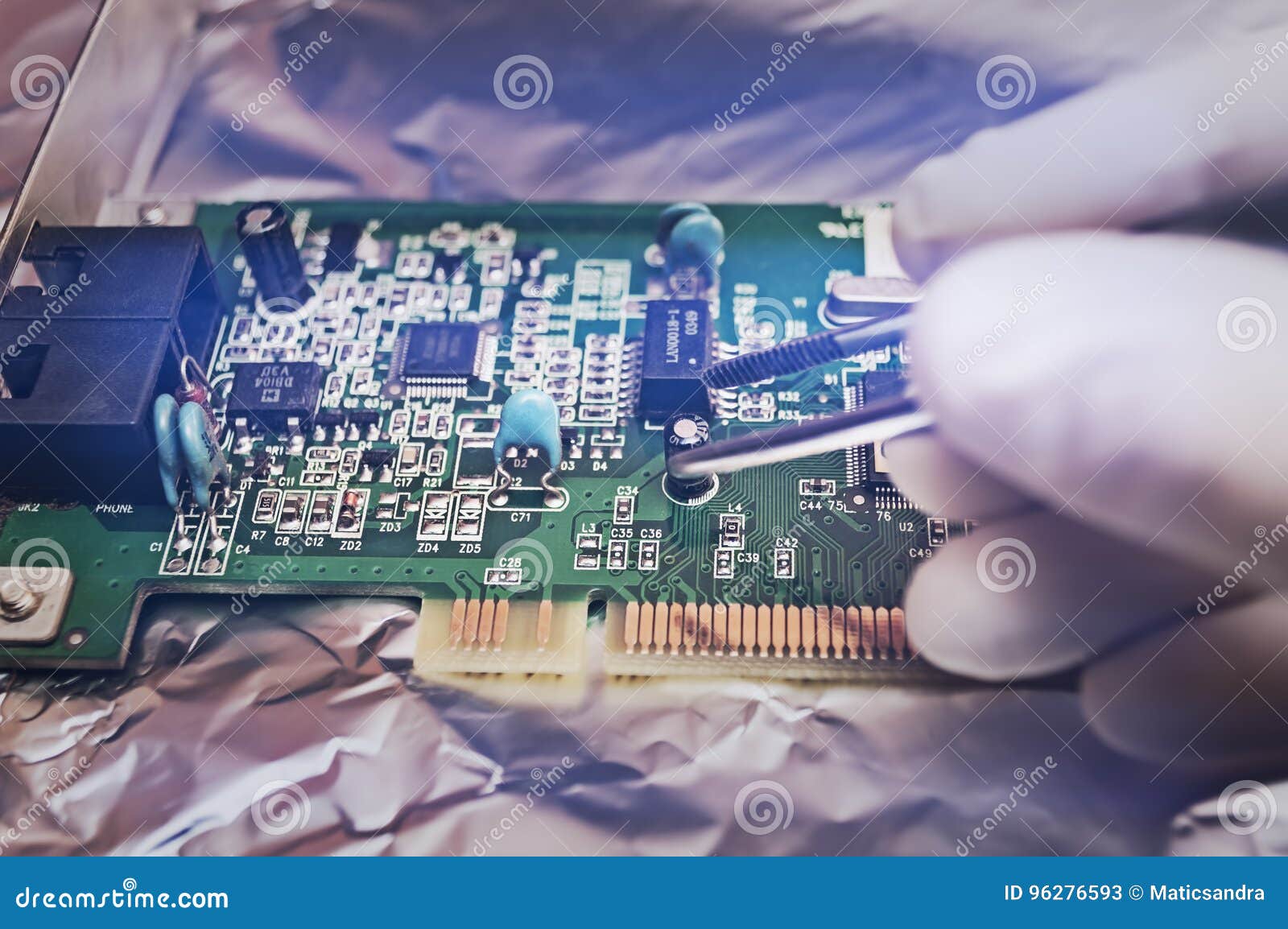 Electronic Technician Repairing Computer Hardware in the Lab. Stock ...