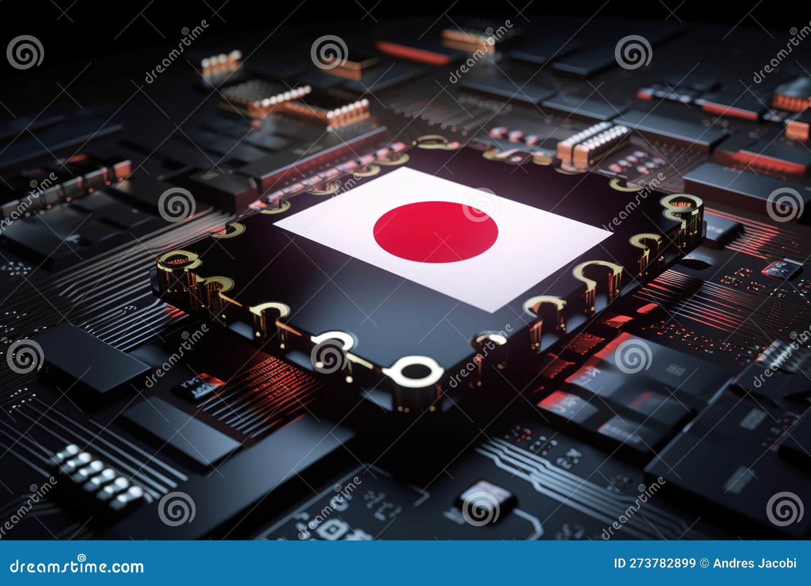 Electronic Technological Board with Japan Flag on it. Stock ...