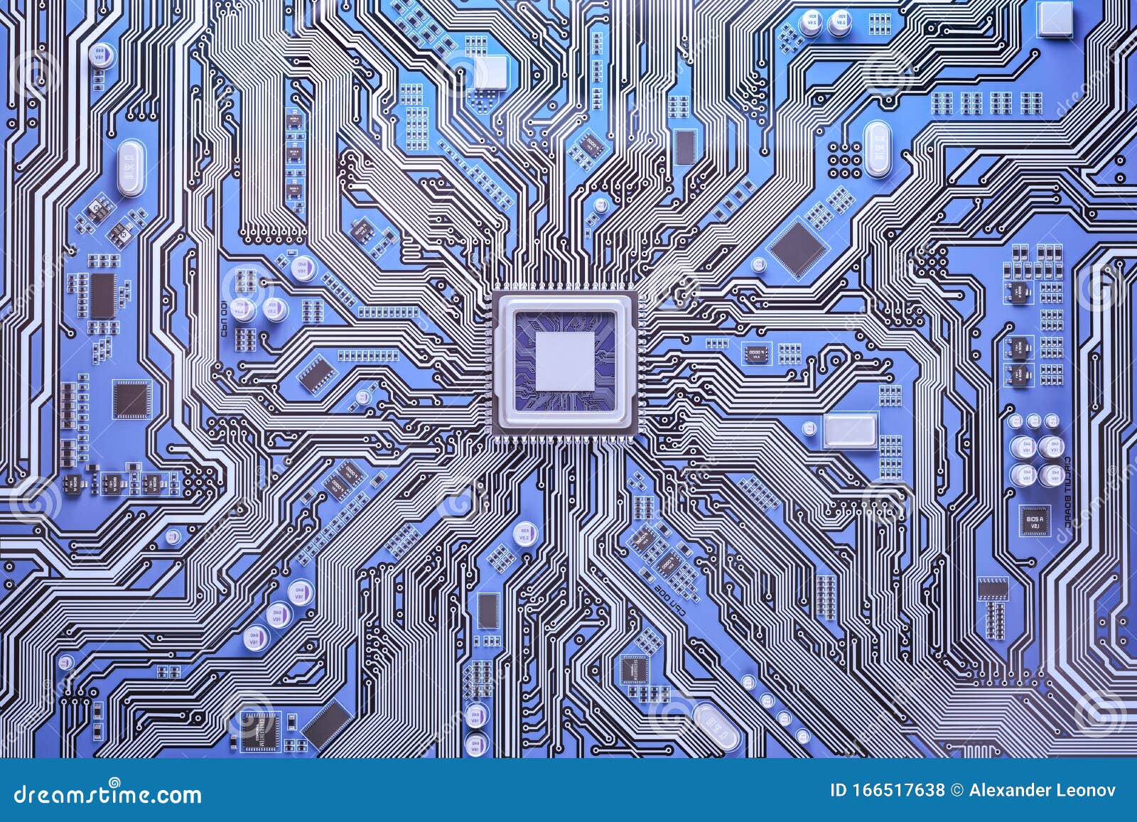 Electronic Technology Circuit Board with Center Processor. Stock Photo ...