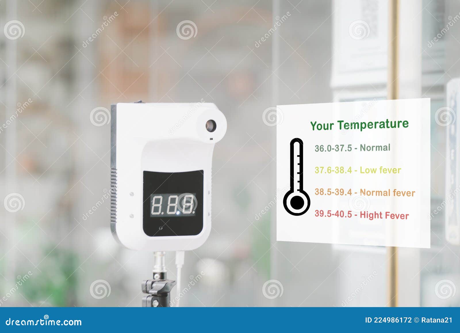 Electronic Temperature Scan Machine with Explanation Chart Degree on ...