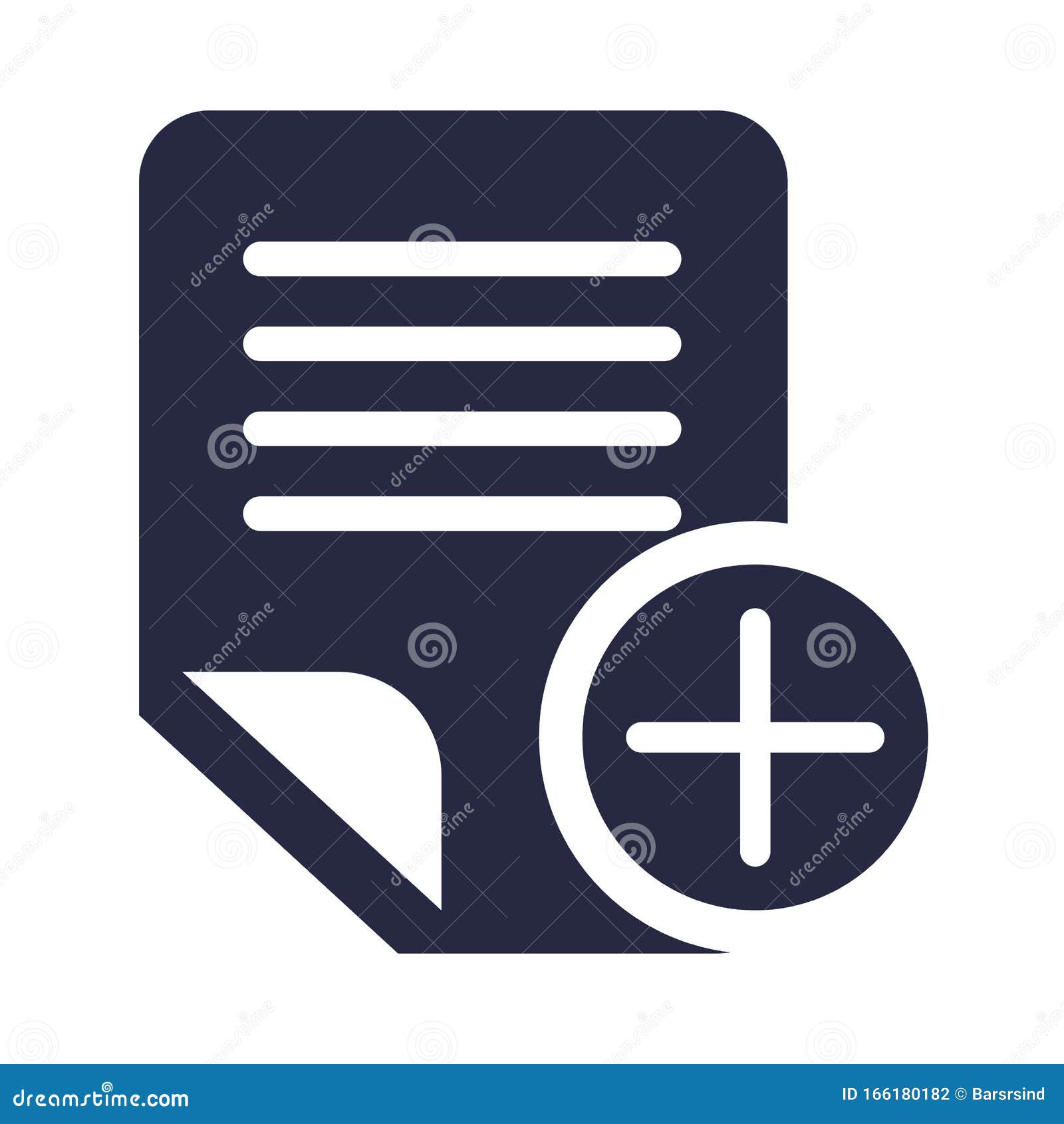 Electronic Text Document Adding Symbol Glyph Vector Illustration Stock ...