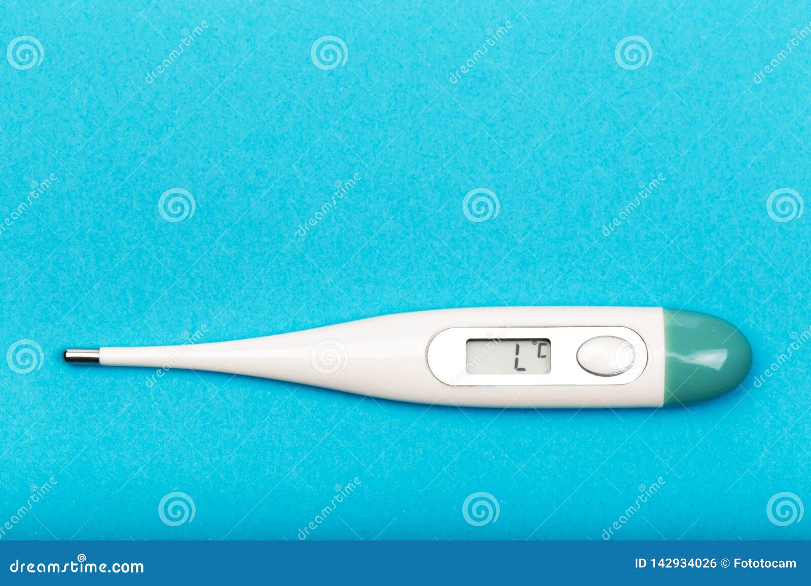Electronic Thermometer on Blue Background Stock Photo - Image of ...