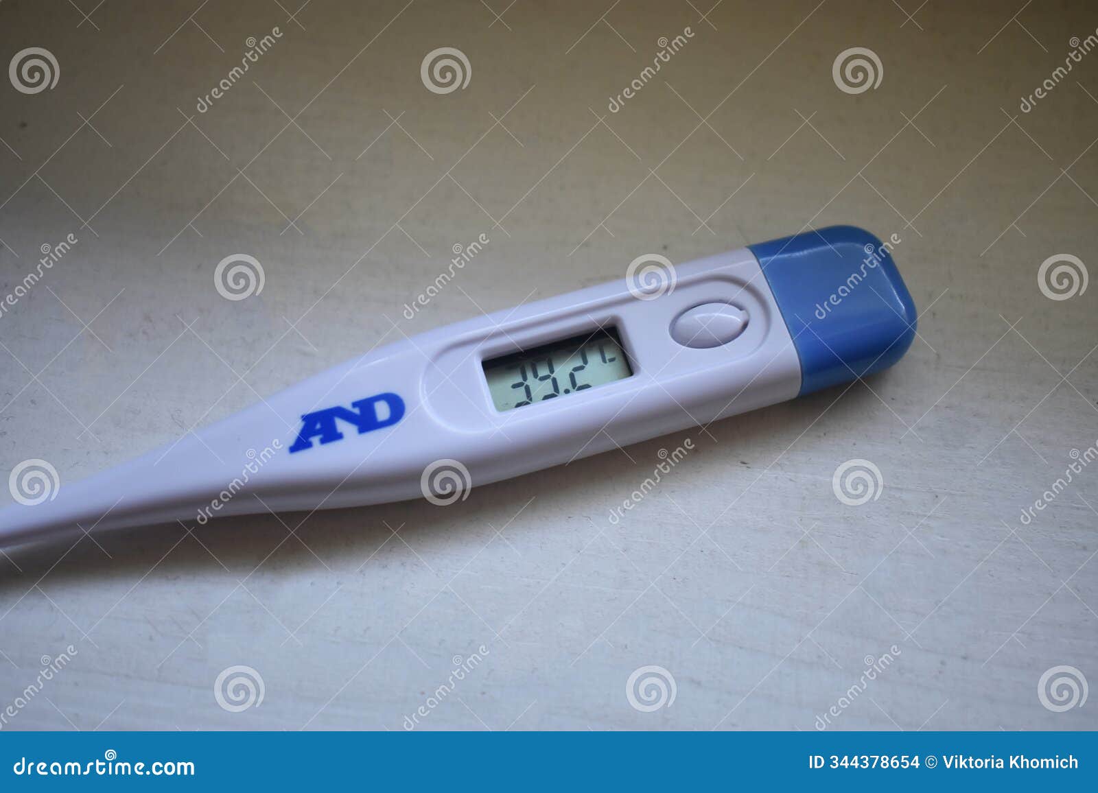 Electronic Thermometer with Temperature 39 on White Background Stock ...