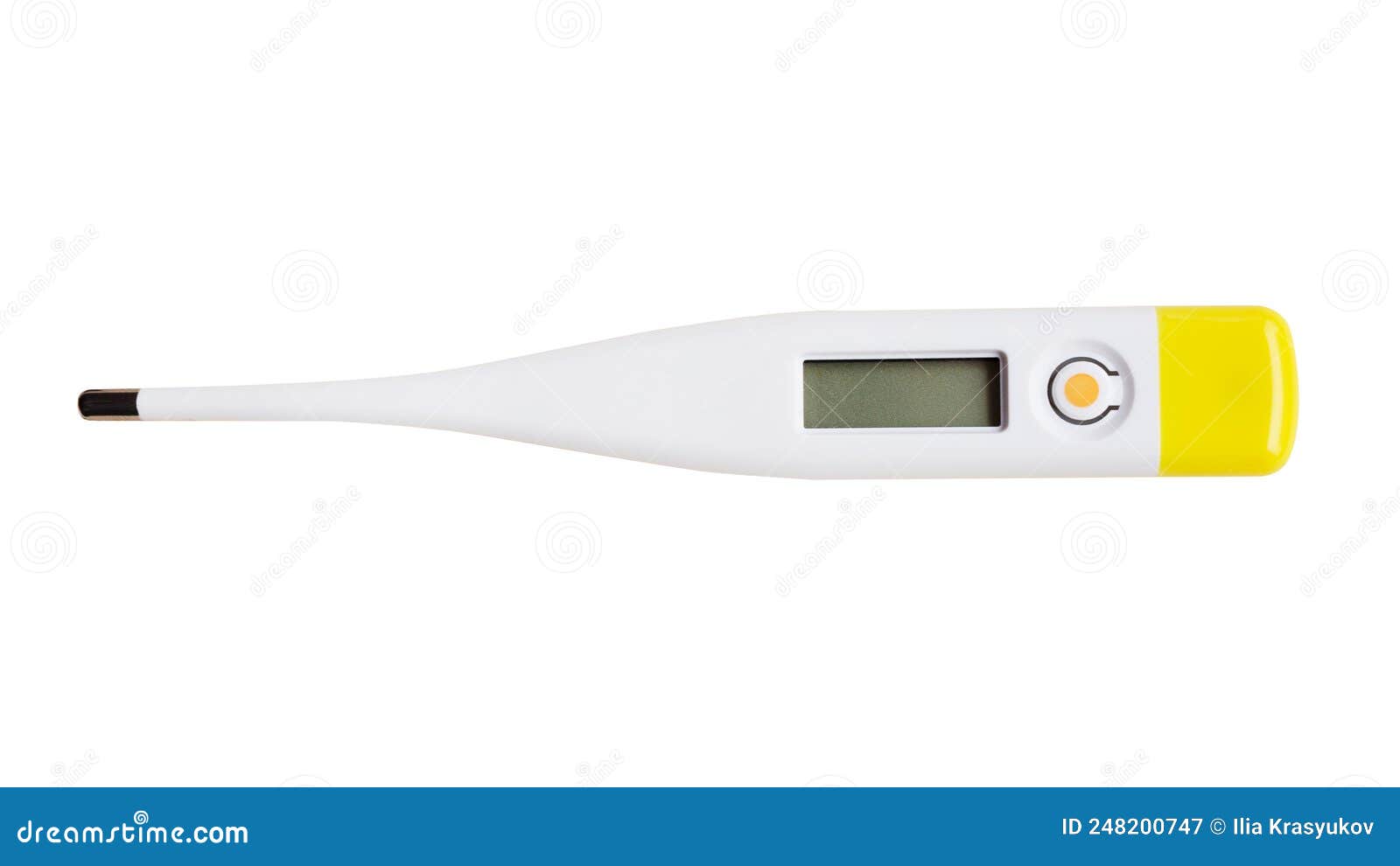 Electronic Thermometer of White-yellow Color on a White Background ...