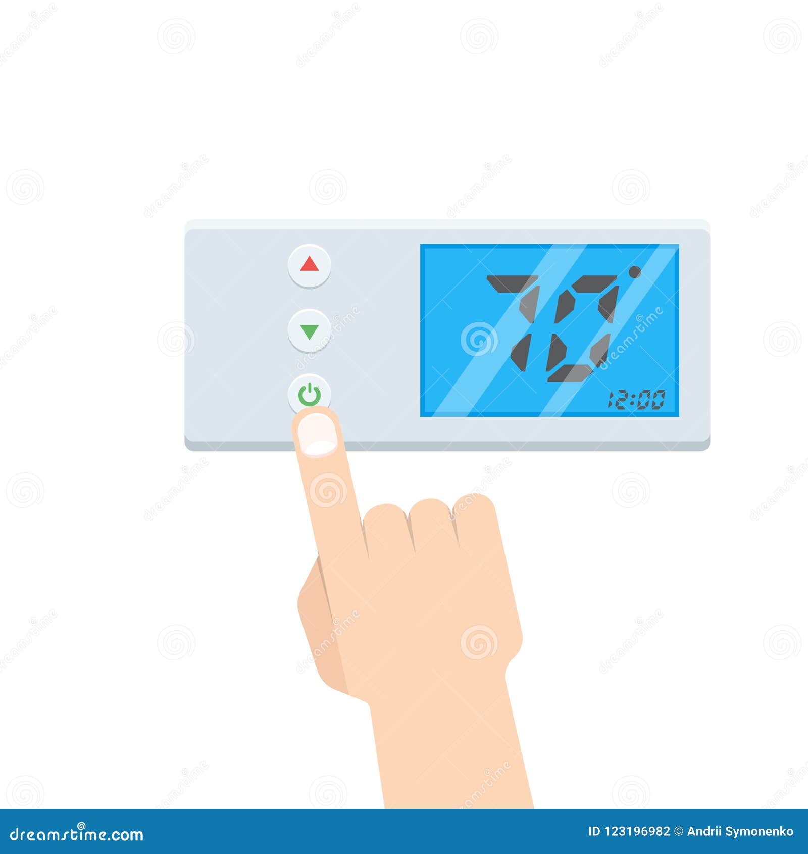 Electronic Thermostat with Hand Which is Pressing Button. Stock Vector ...
