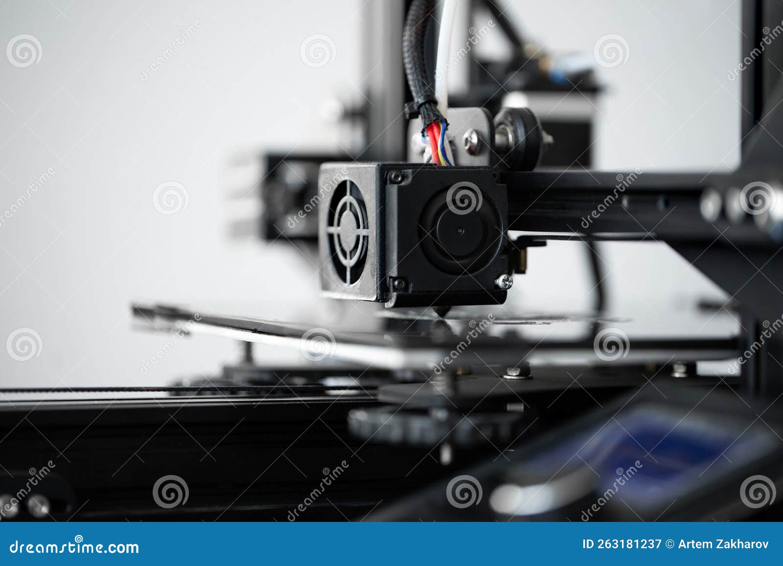 Electronic Three Dimensional Plastic 3D Printer during Work in ...