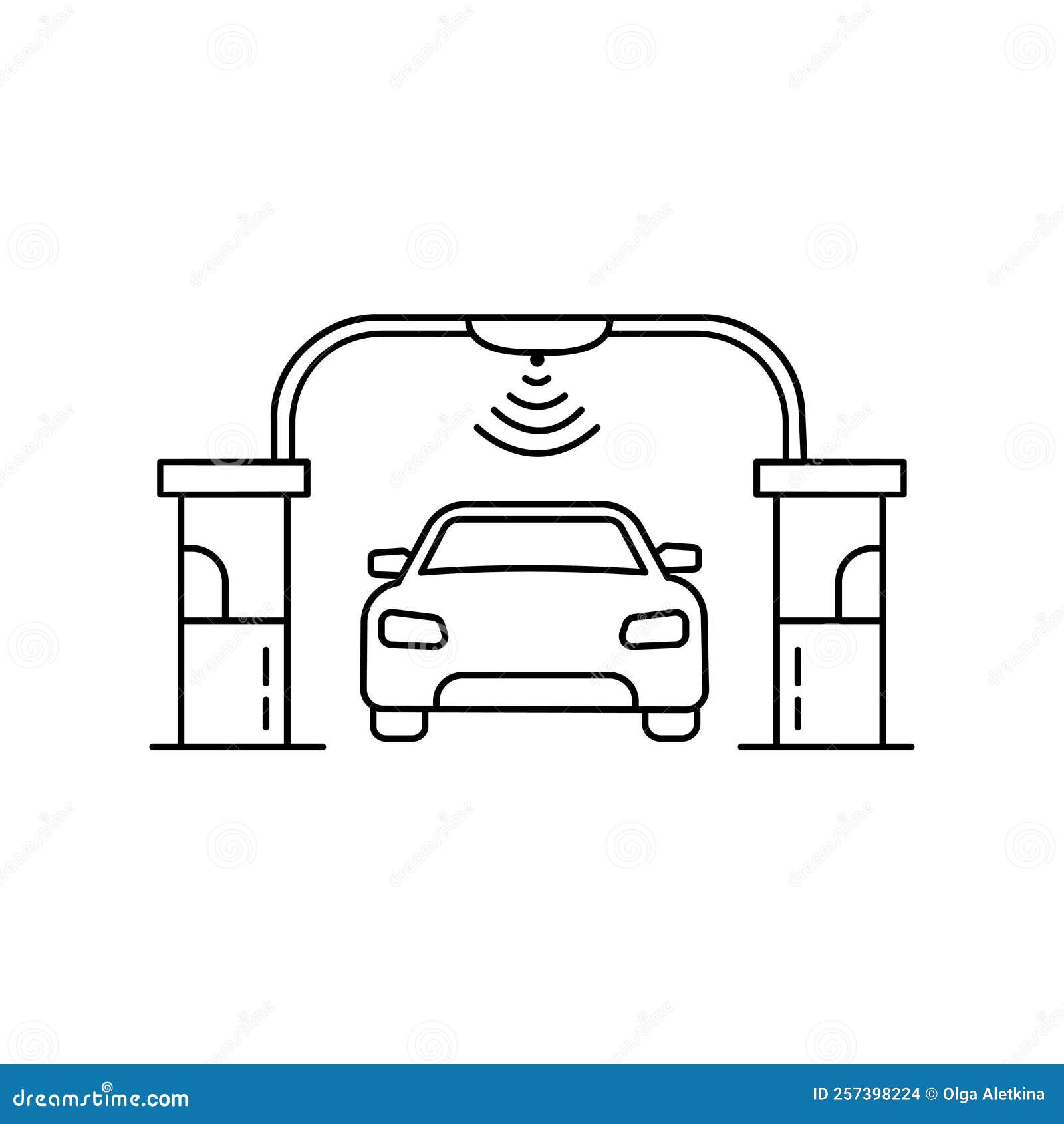 Thin Line Freeway with Toll Checkpoint Gate. Concept of Transport ...