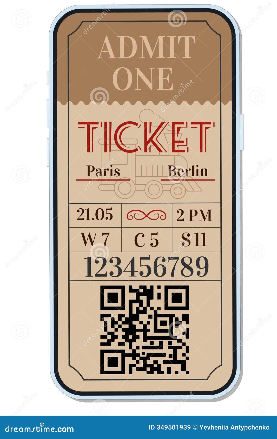 Electronic Train Ticket on Your Phone. Stock Vector - Illustration of ...