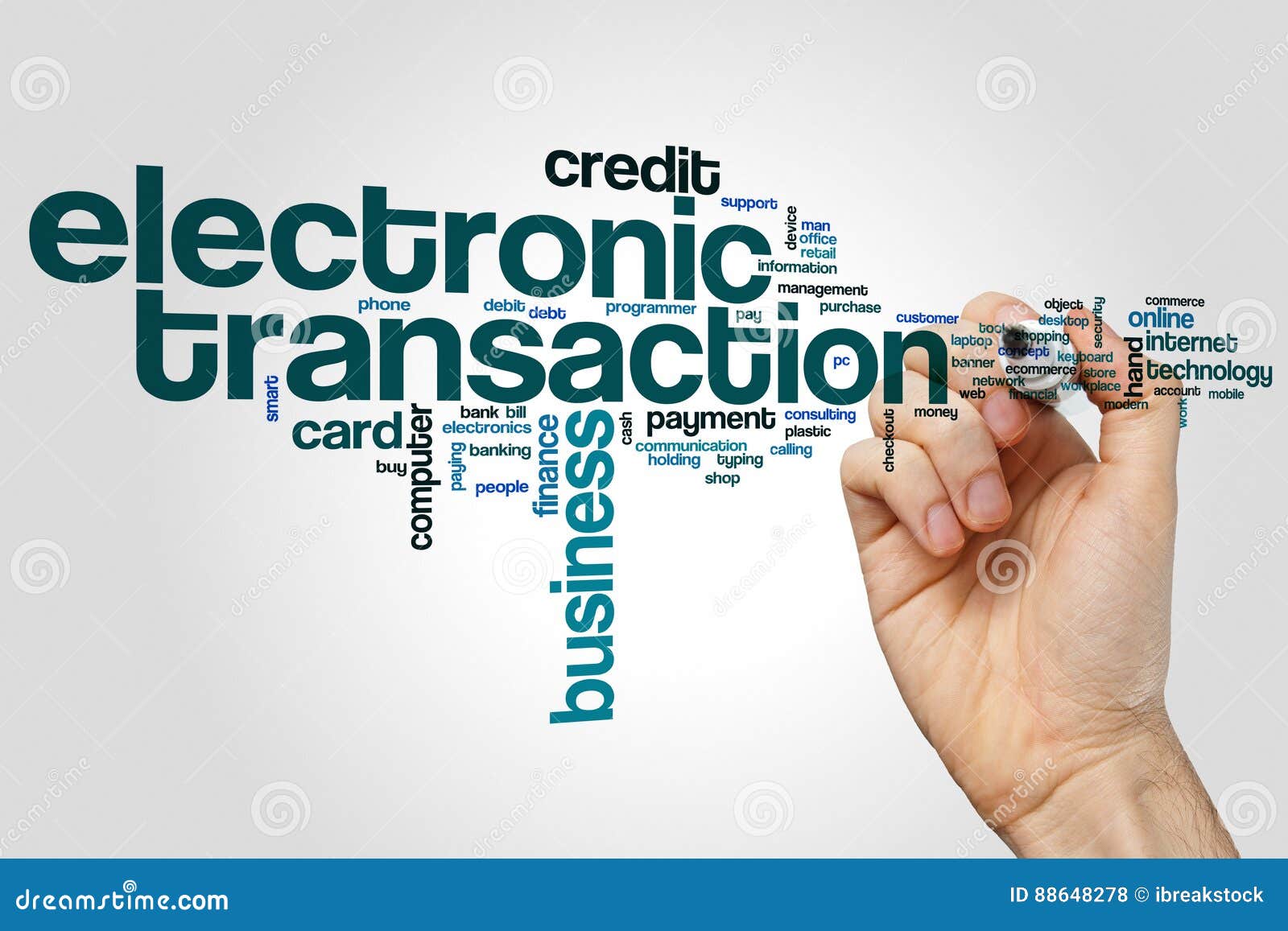 Electronic Transaction Word Cloud Concept on Grey Background Stock ...
