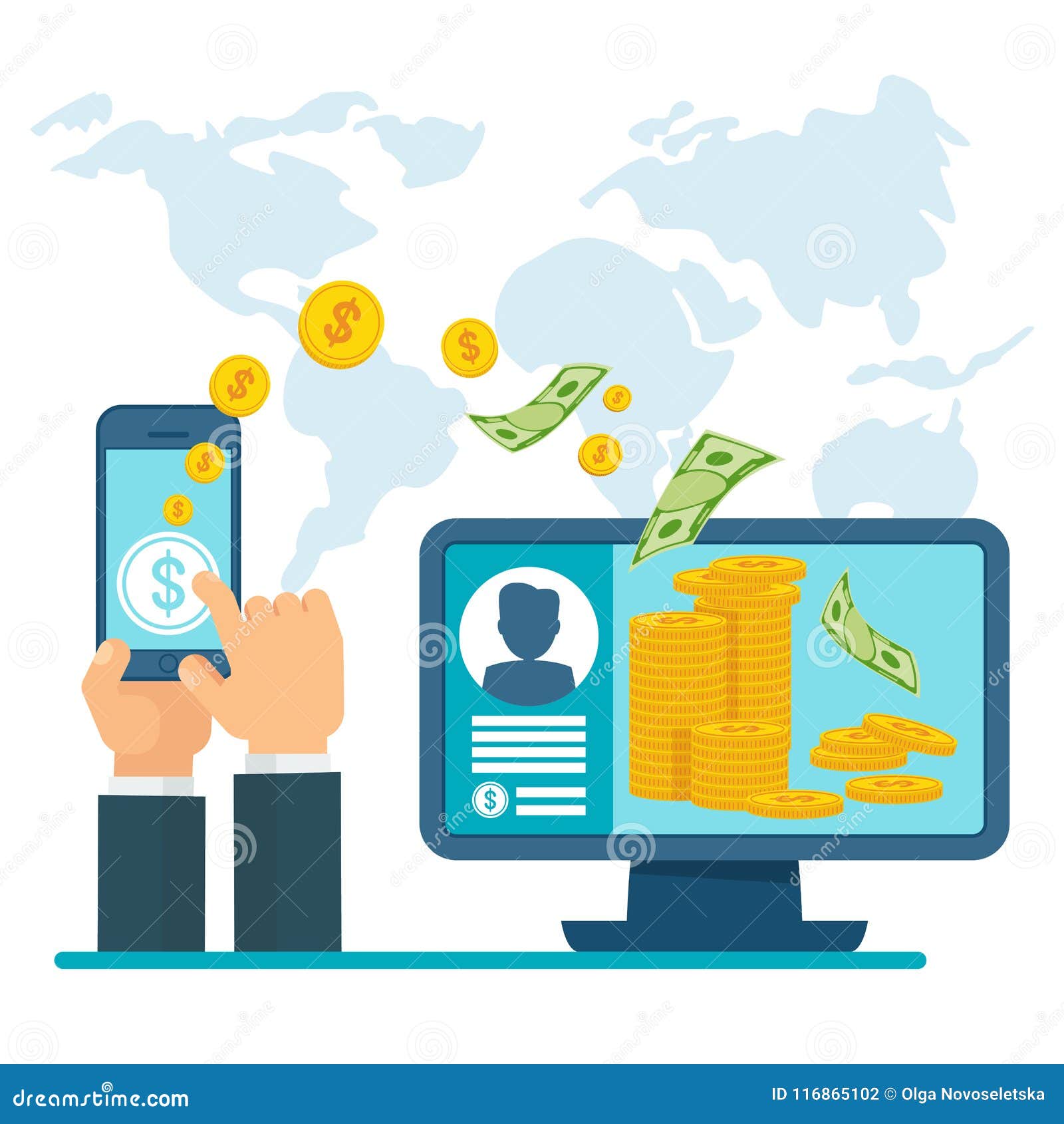 Electronic transfer money stock vector. Illustration of concept - 116865102