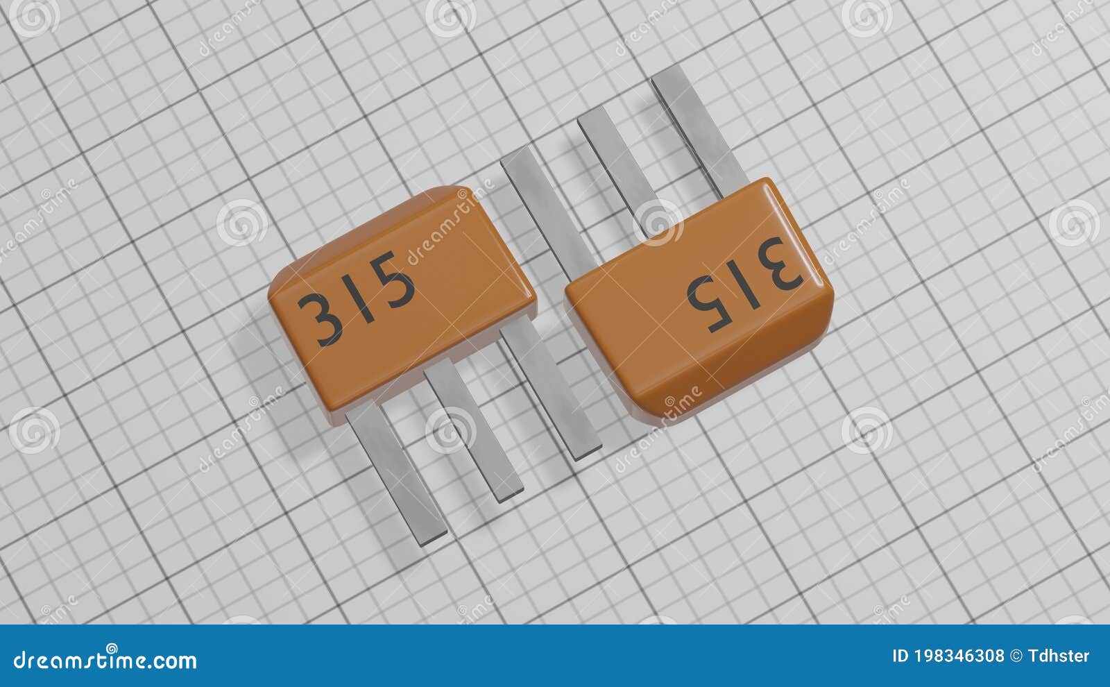 Electronic Transistors of Orange Color 3d Illustration Stock ...