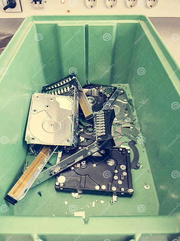 Electronic Trash with Various Destroyed Computer Components. Stock ...