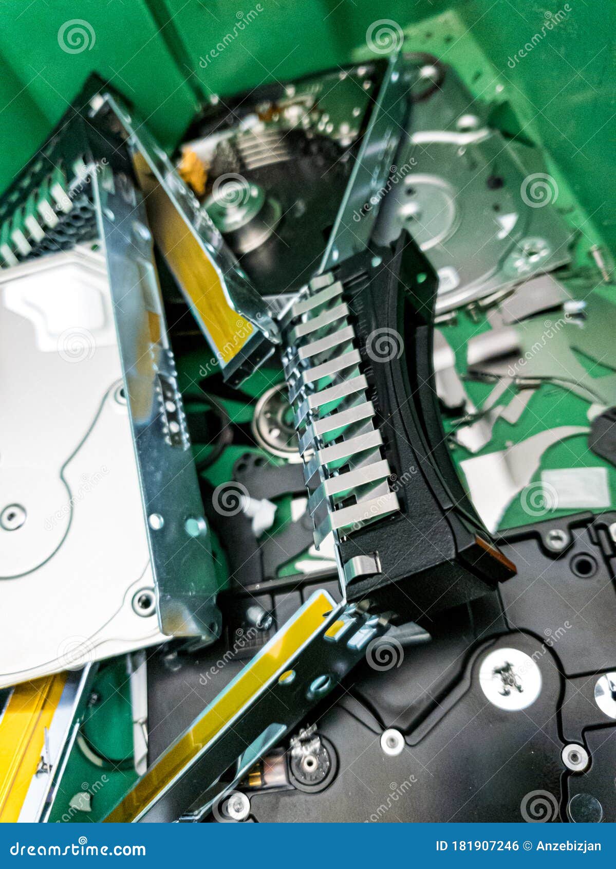 Electronic Trash with Various Destroyed Computer Components. Stock ...