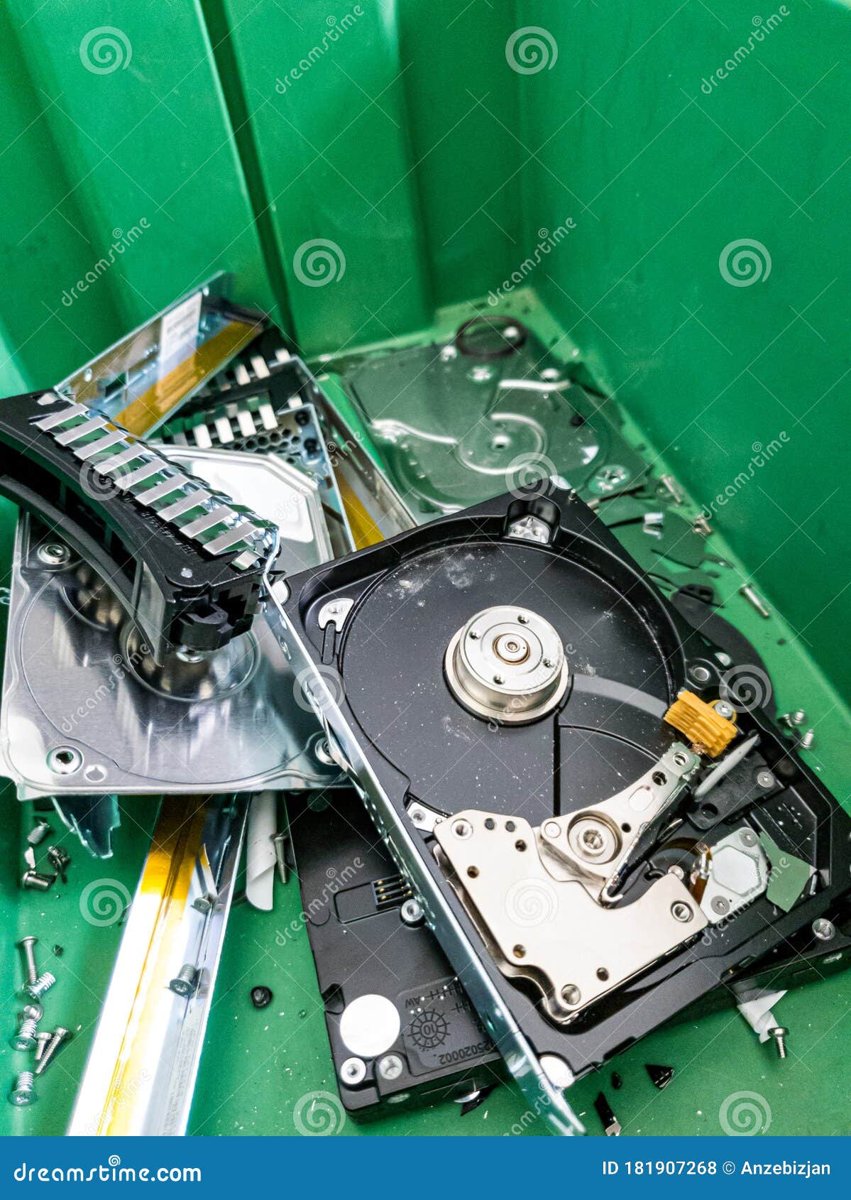 Electronic Trash with Various Destroyed Computer Components. Stock ...