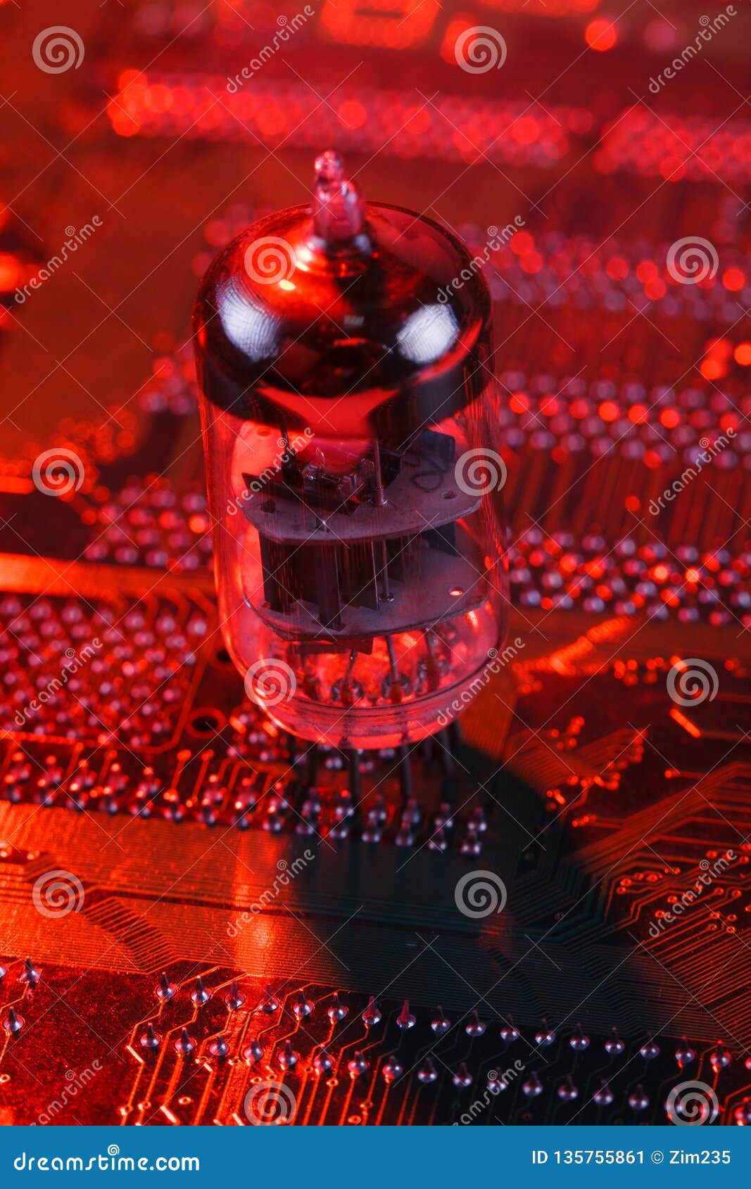 Electronic Vacuum Tube on Circuit Board Stock Image - Image of light ...