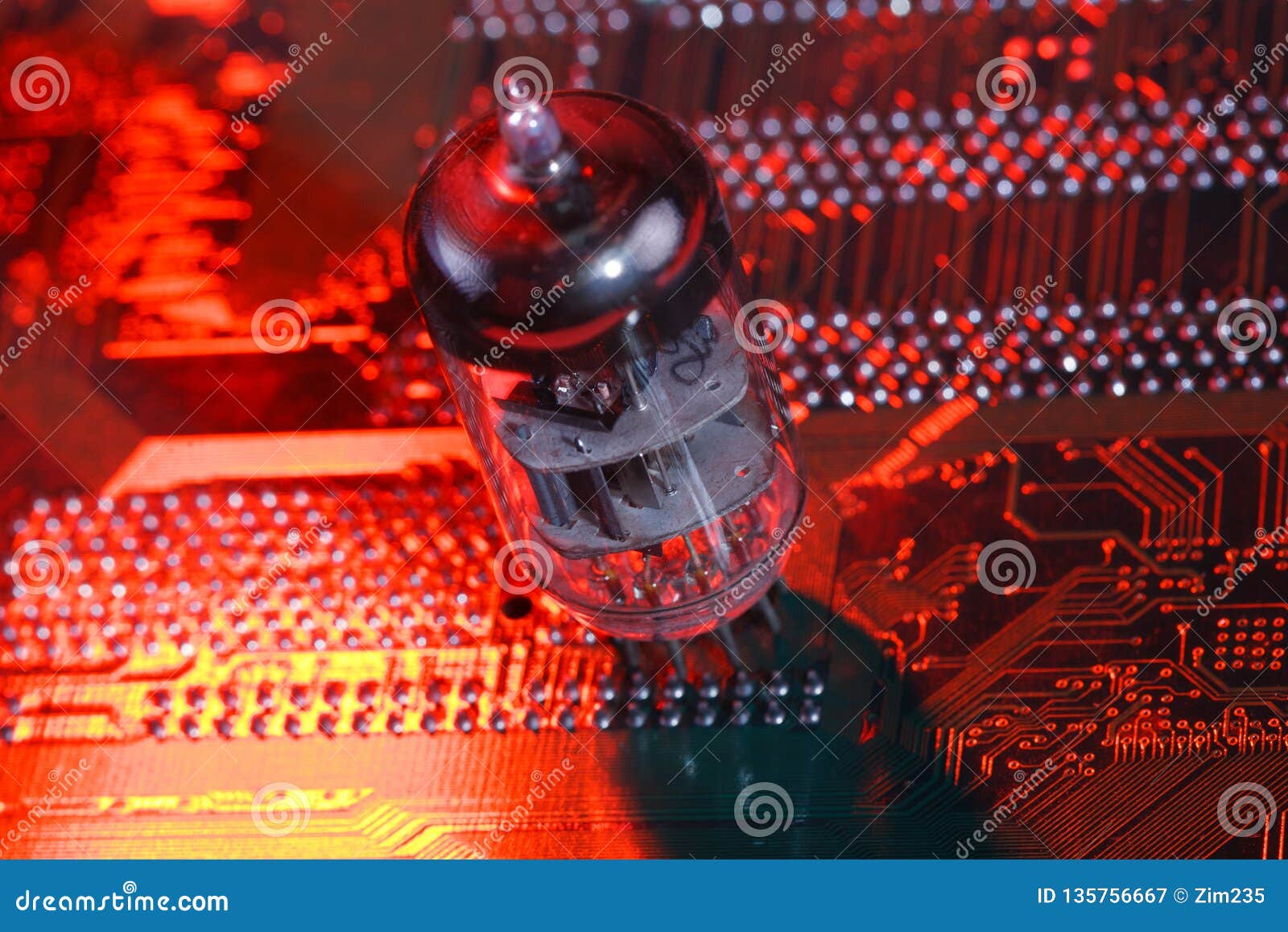 Electronic Vacuum Tube on Circuit Board Stock Image - Image of bulb ...