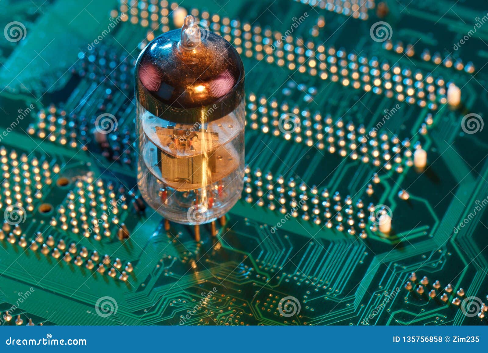 Electronic Vacuum Tube on Circuit Board Stock Photo - Image of anode ...