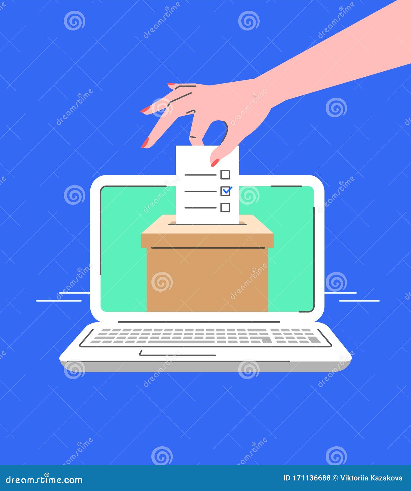 Electronic Voting by Computer Online Flat Concept Stock Vector ...