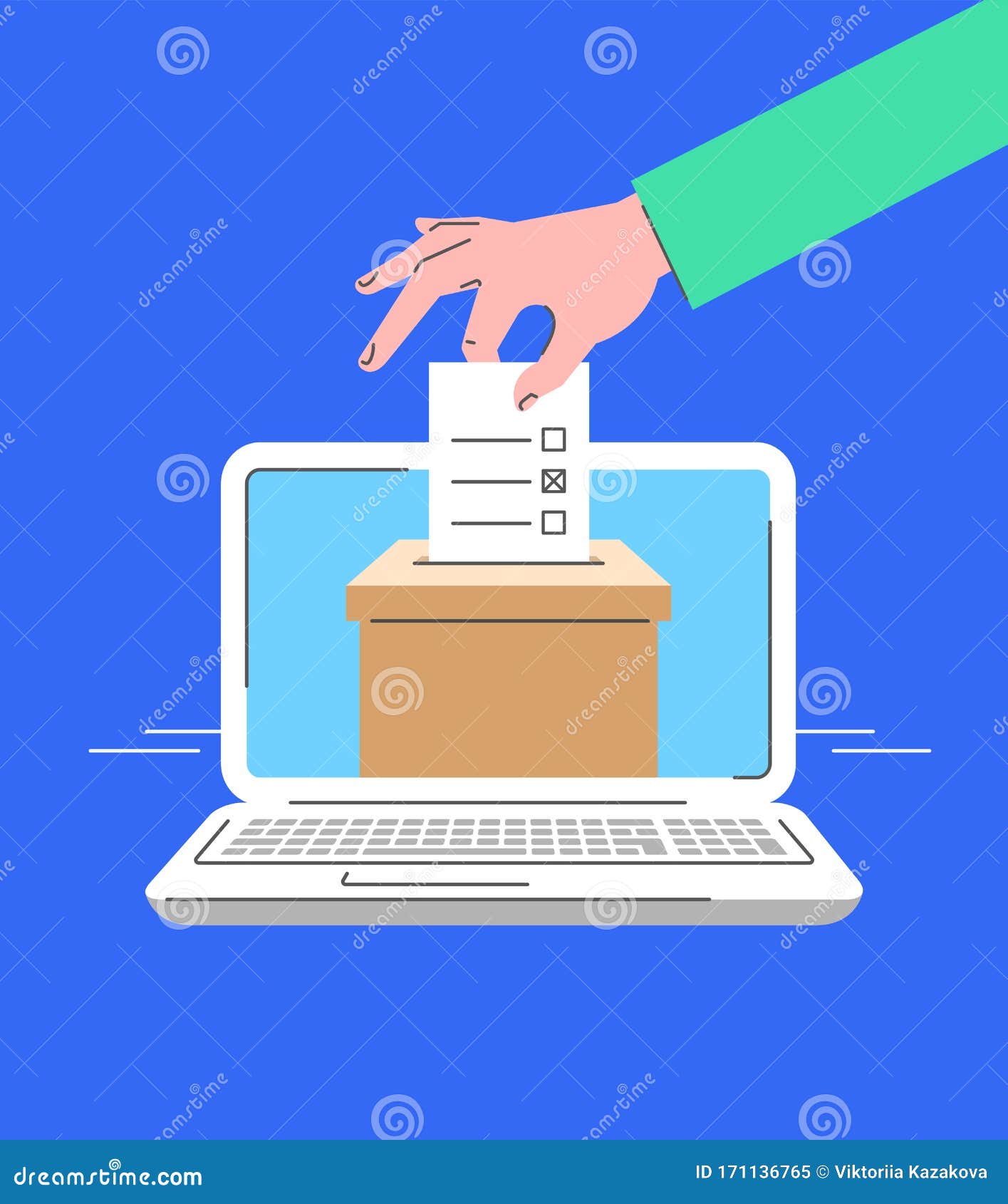 Electronic Voting by Computer Online Flat Concept Stock Vector ...