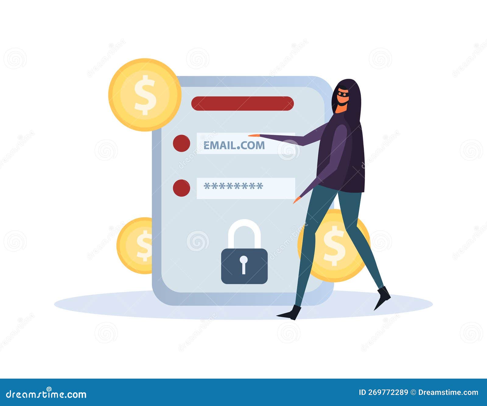 Electronic Wallet Theft Composition Stock Vector - Illustration of ...