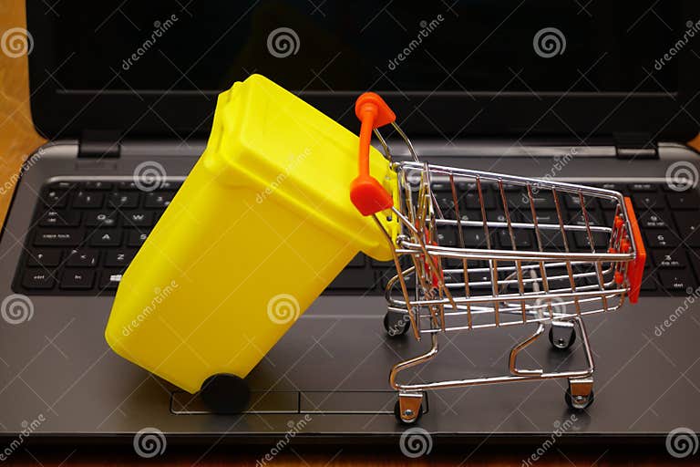 Electronic Waste Disposal Illustration with Miniature Objects Concept ...